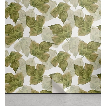 Ambesonne Leaves Peel & Stick Wallpaper for Home, Navy Aloha Leaf ...