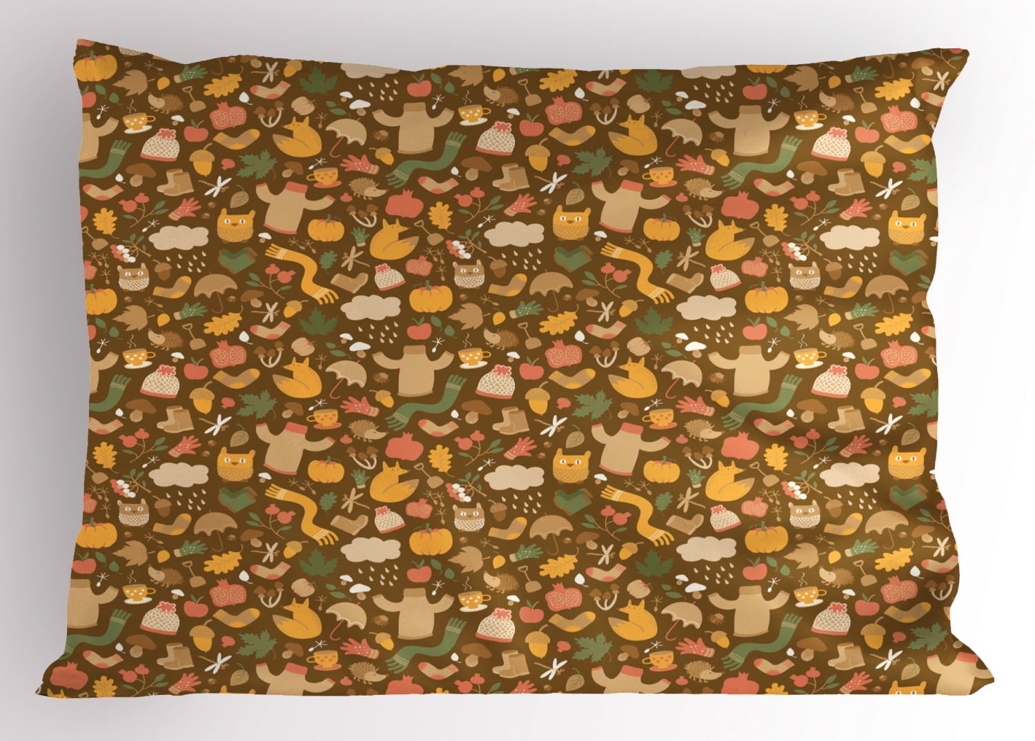 Ambesonne Autumn Pillow Sham, Fall Season Elements, 26" X 20 ...