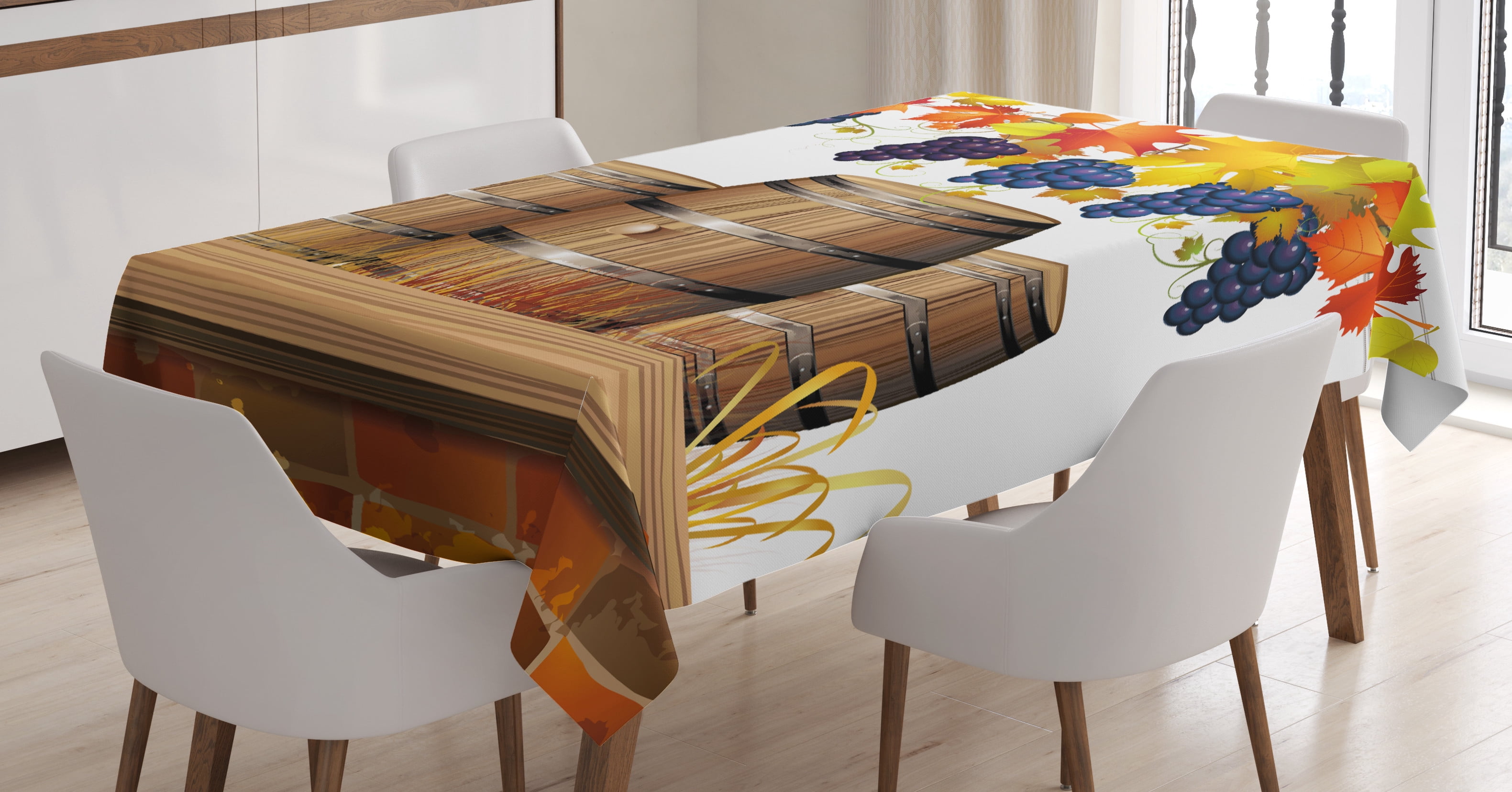 Ambesonne Autumn Tablecloth Rectangular Table Cover, Golden Fall in ...