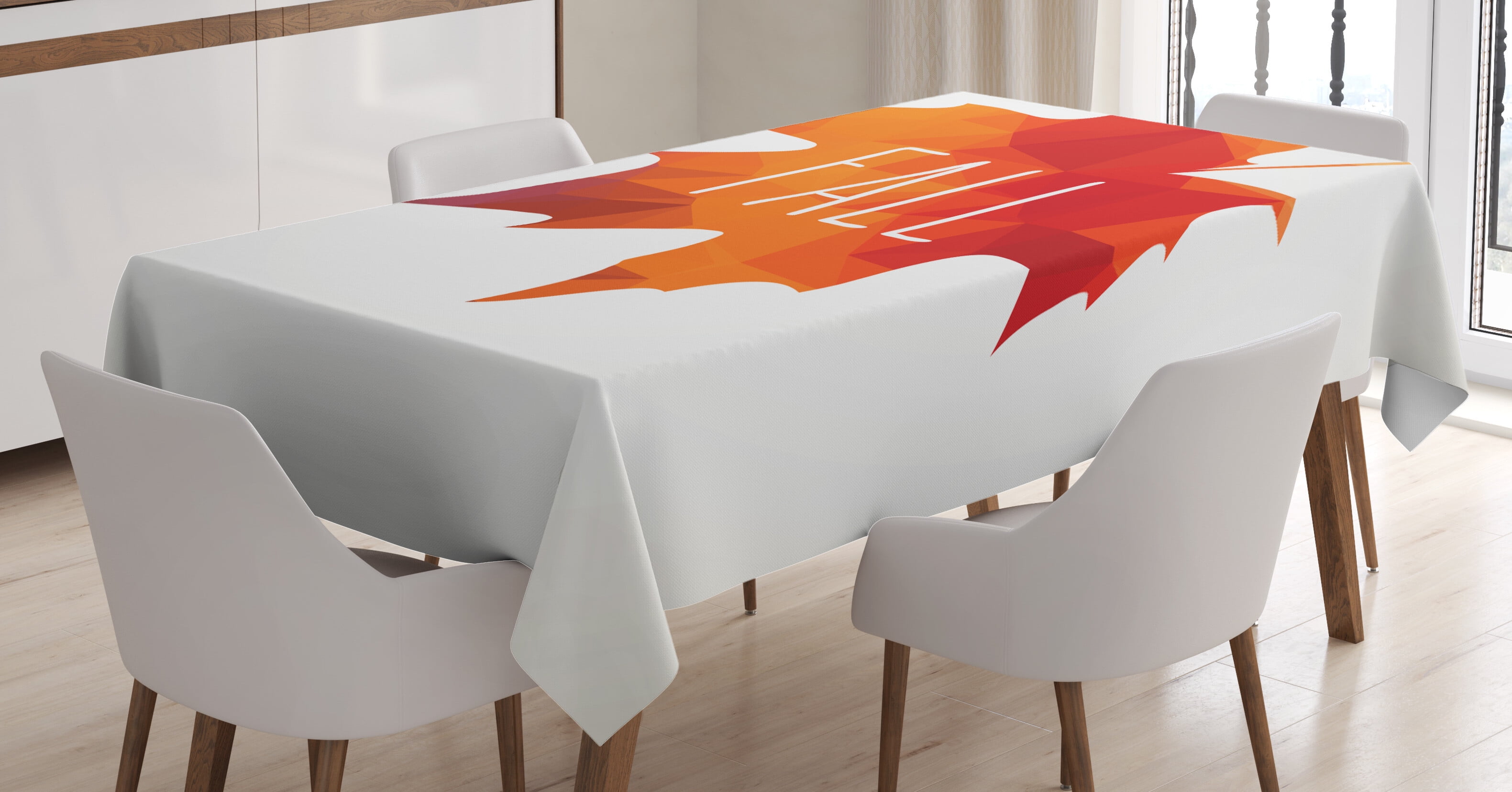 Ambesonne Autumn Tablecloth Rectangular Table Cover, Low Poly Maple ...