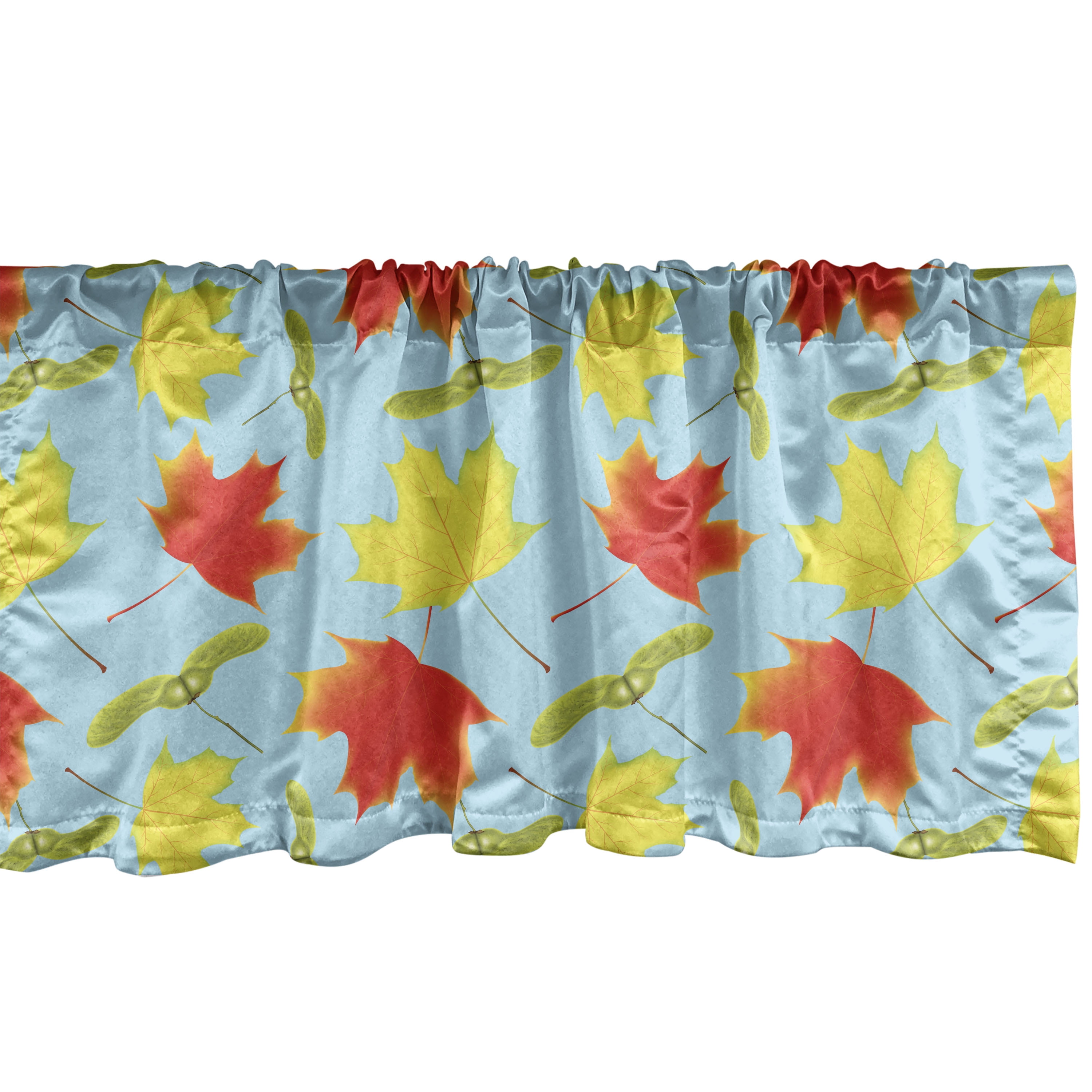 Ambesonne Autumn Window Valance, Dry and Fallen Maple Leaves, 42" x 18 ...