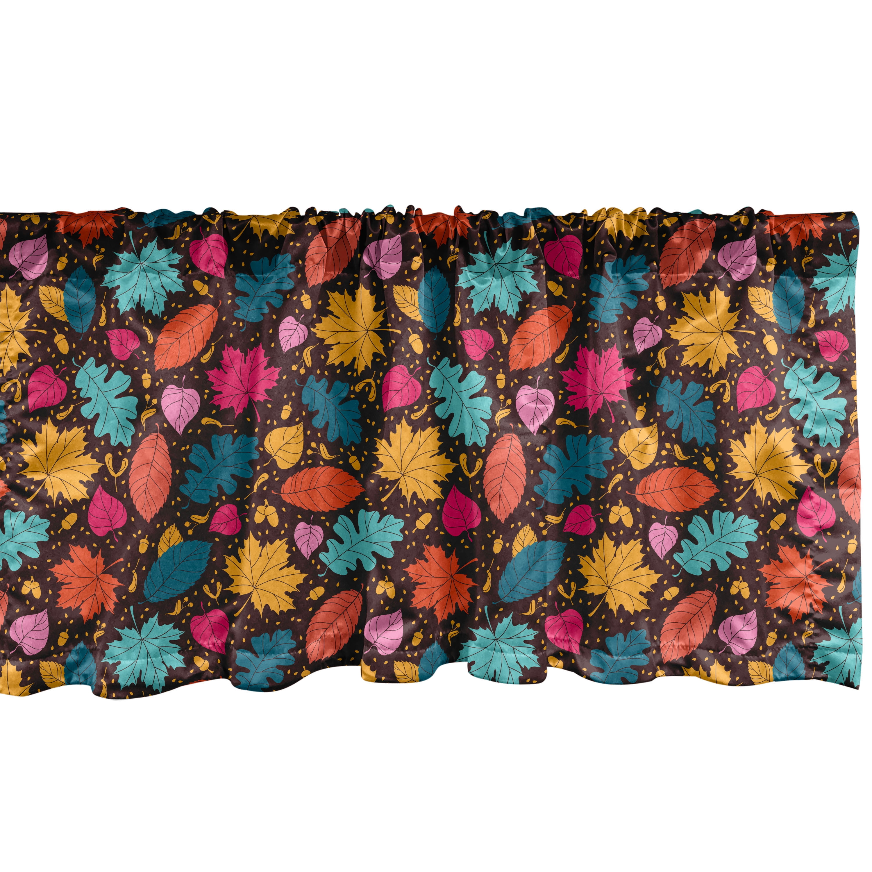 Ambesonne Autumn Window Valance, Fall Leaves Maple Oak, 54" X 18 ...