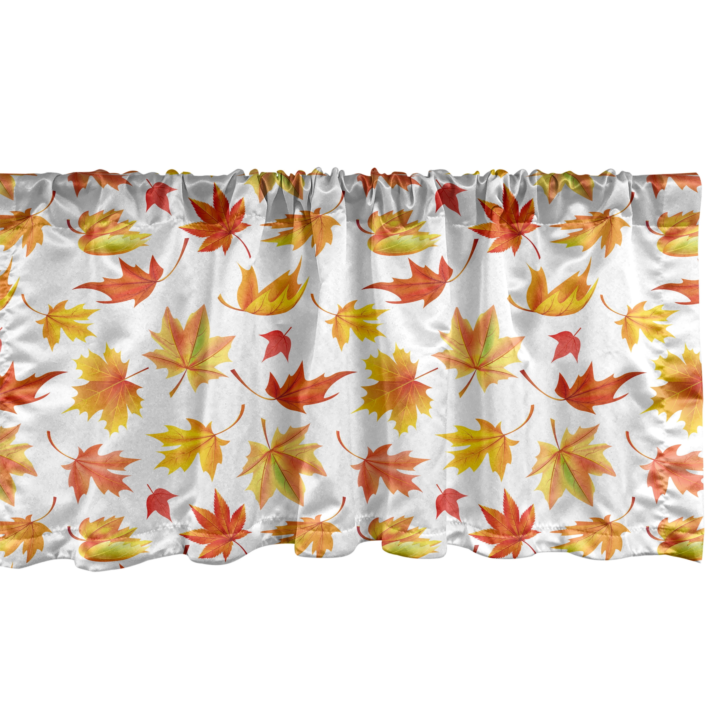 Ambesonne Autumn Window Valance, Fallen Maple Leaves Pattern, 54" X 18 ...