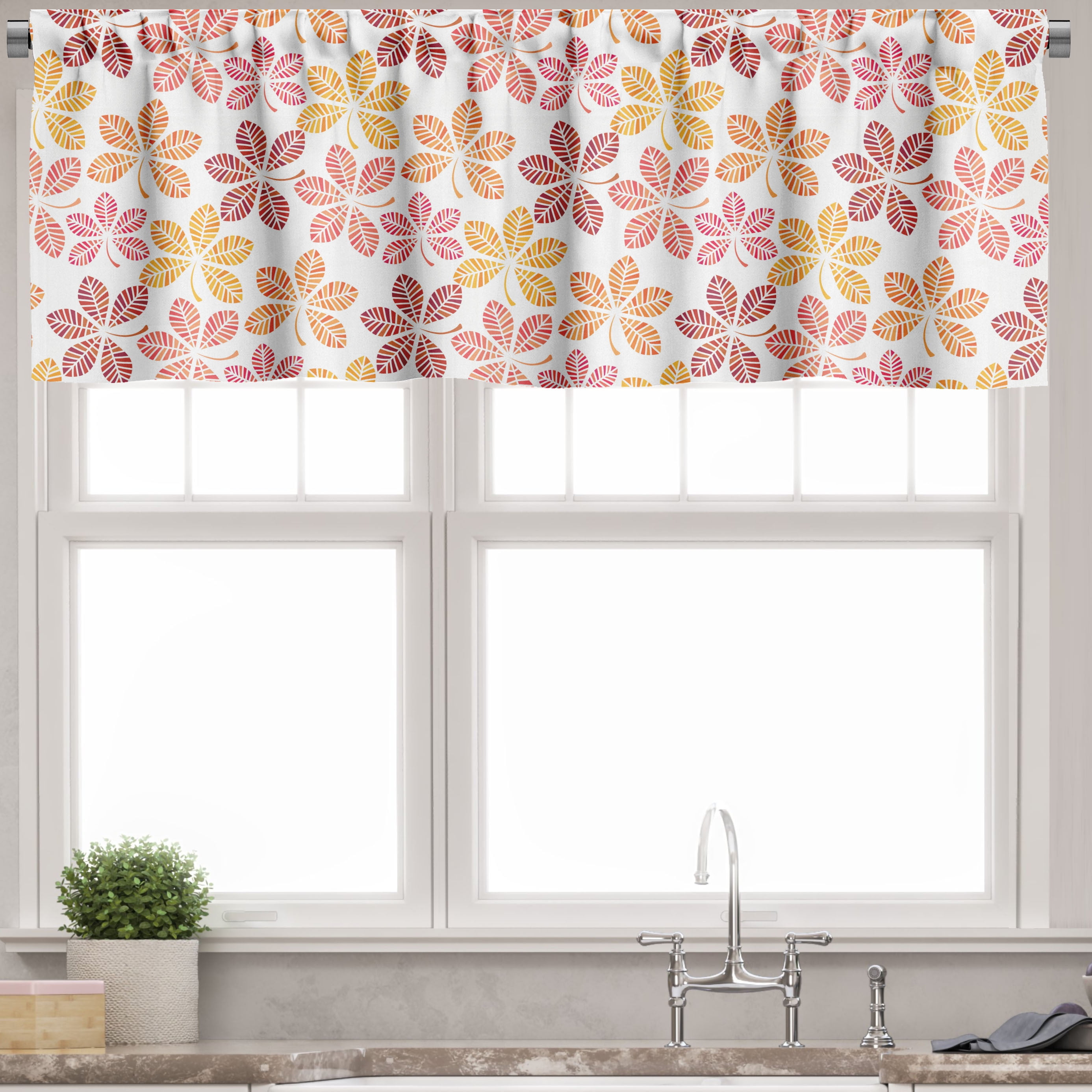 Ambesonne Autumn Window Valance, Warm Colored Fall Leaves, 54" X 12 ...
