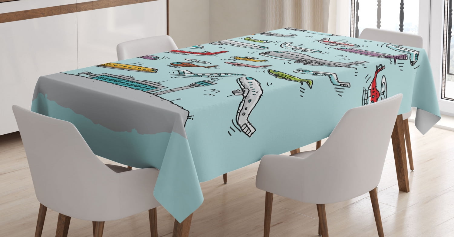 Ambesonne Aviation Tablecloth Rectangular Table Cover, Airplanes ...