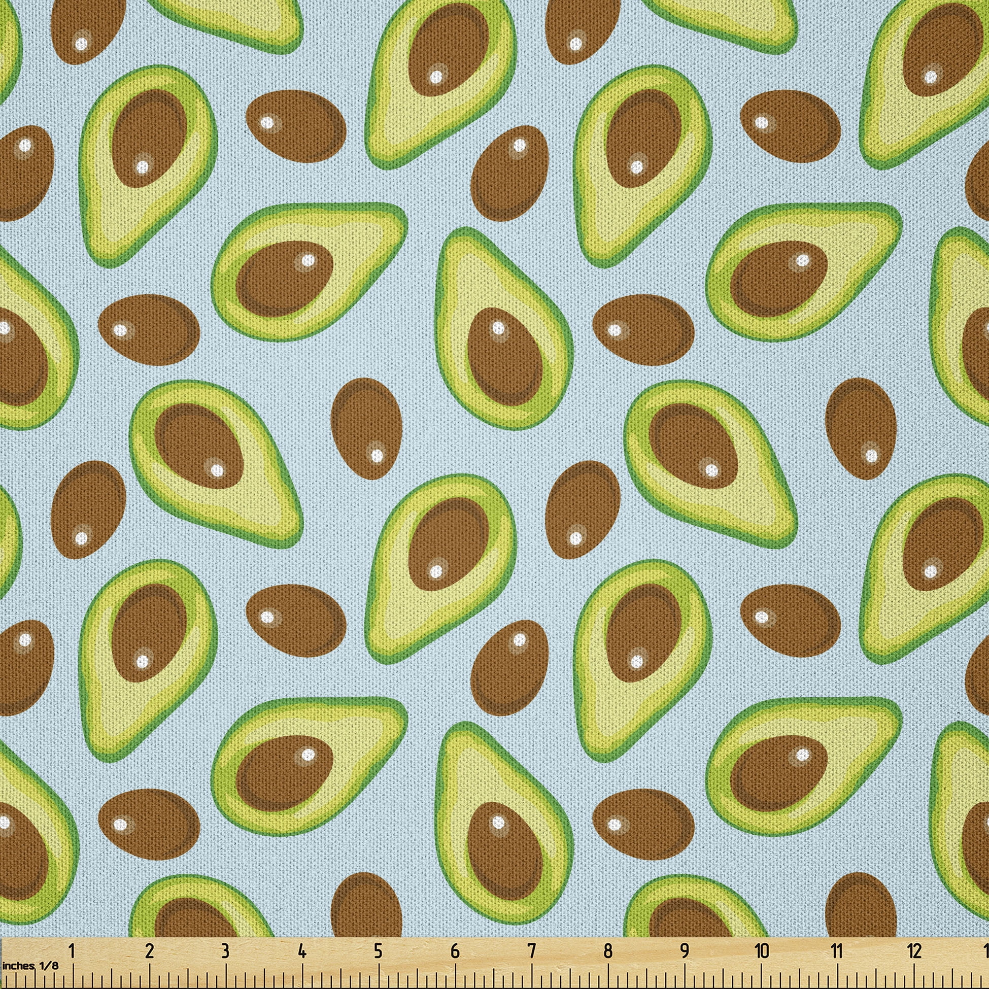 Ambesonne Avocado Fabric by the Yard Microfiber, Repeating Aguacates ...