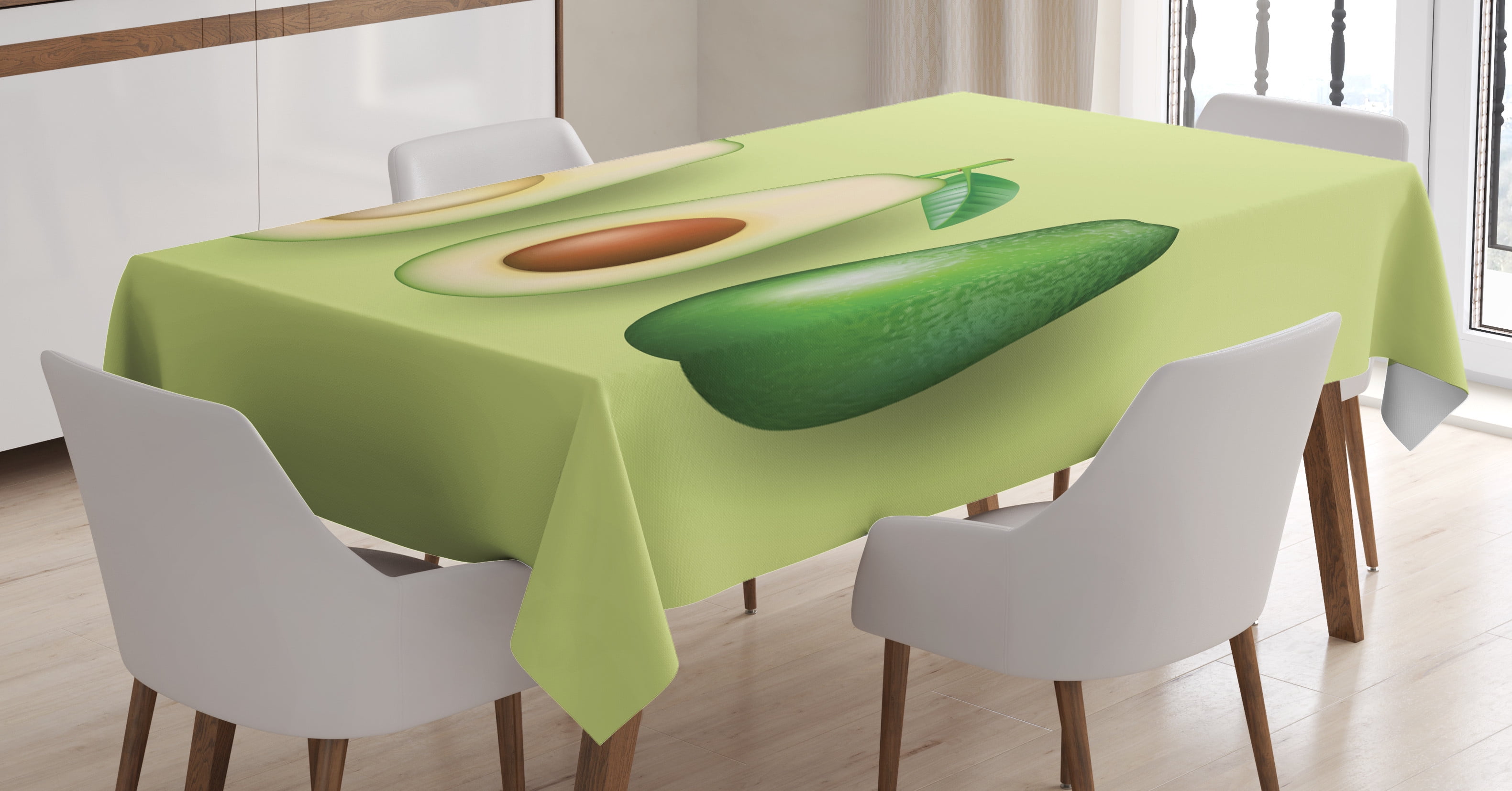 Ambesonne Avocado Tablecloth Rectangular Table Cover, Realistic Half ...
