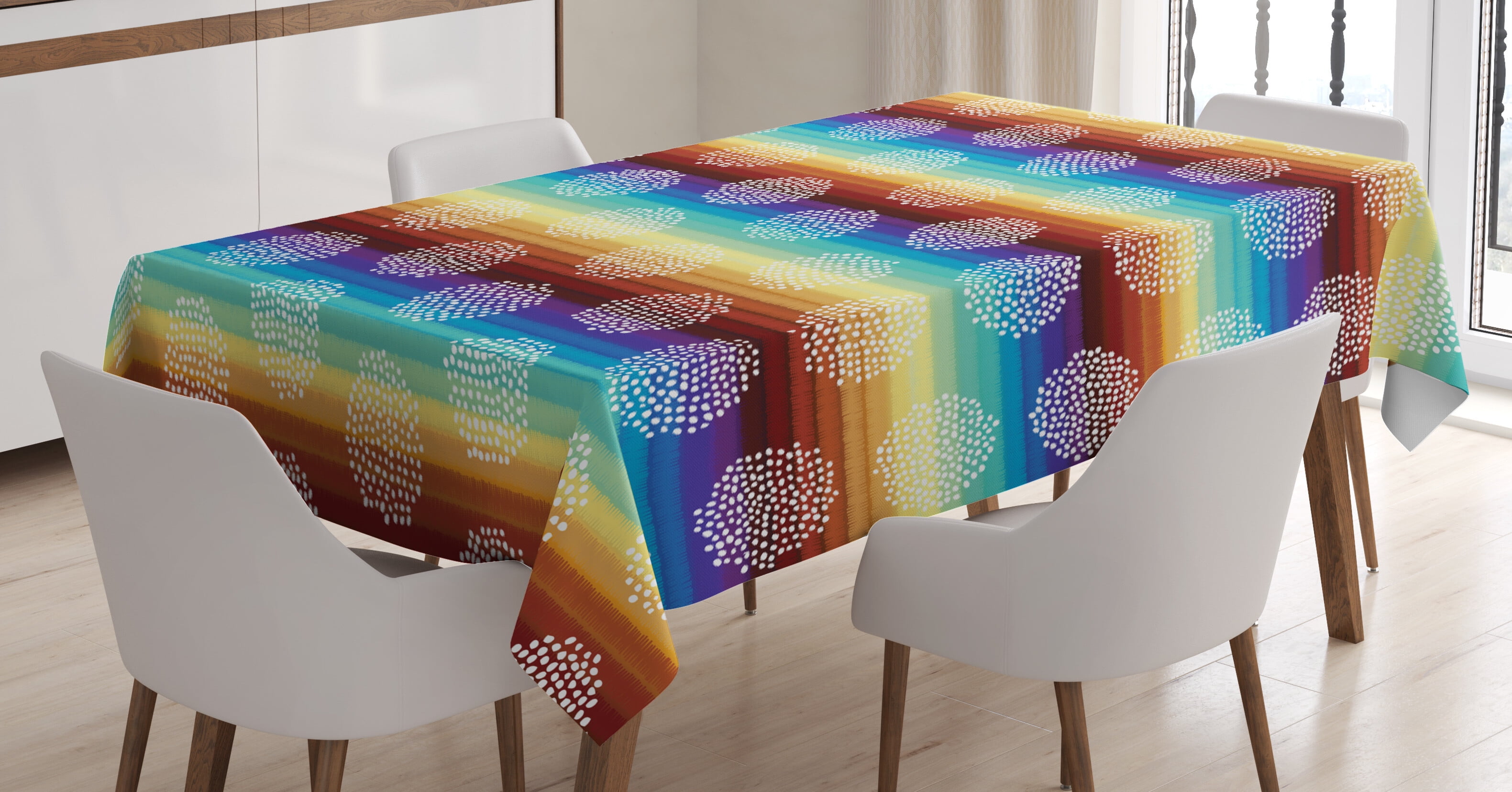 Ambesonne Aztec Tablecloth Rectangular Table Cover, Horizontal Lines ...