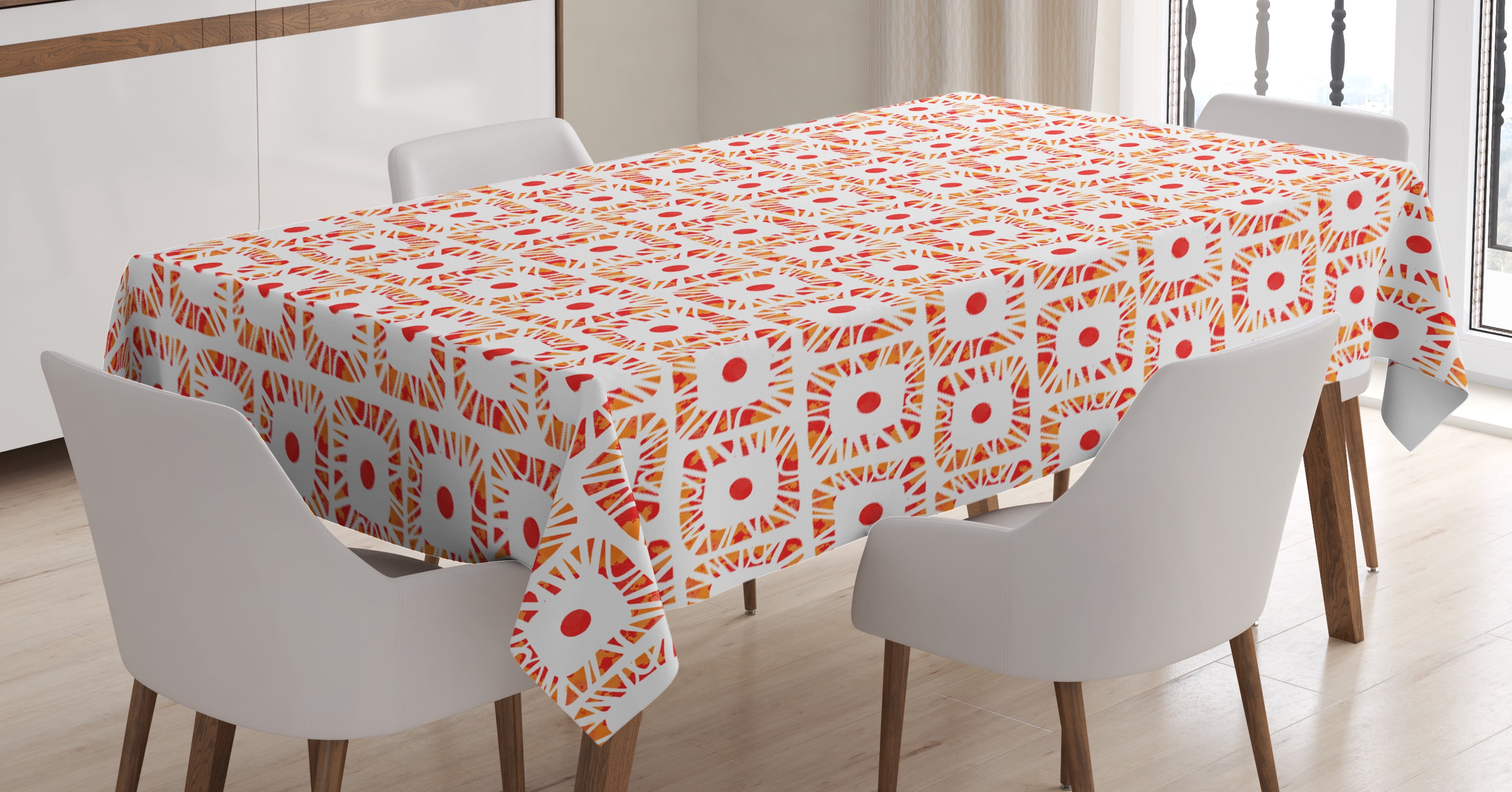 Ambesonne Aztec Tablecloth Rectangular Table Cover, Large Dots Hippie Culture, 60"x90", Scarlet ...