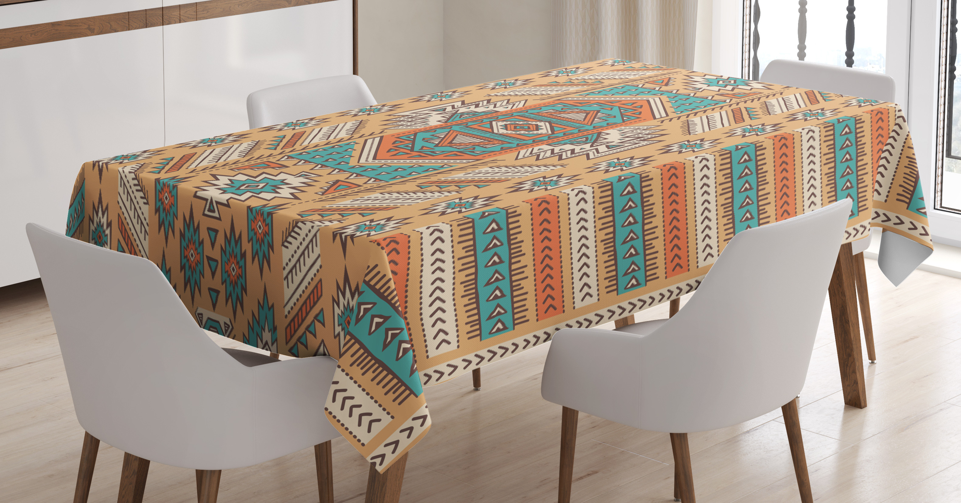 Ambesonne Aztec Tablecloth Rectangular Table Cover, Tribal Bohemian ...