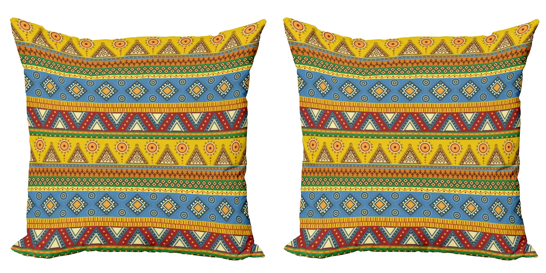 Ambesonne Aztec Throw Pillow Cover 2 Pack, Folk Motif Mexican Sun, 18 ...
