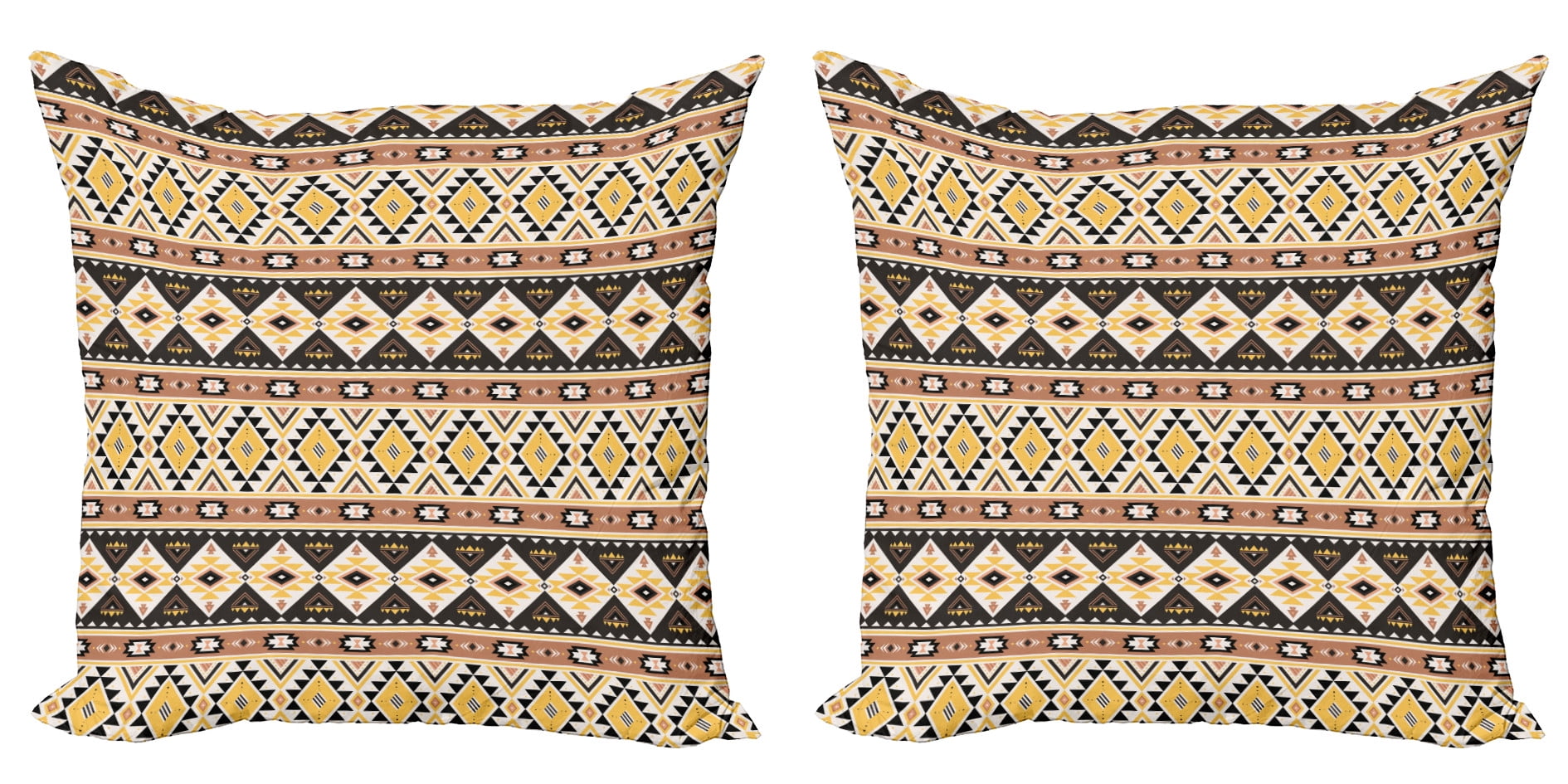Ambesonne Aztec Throw Pillow Cover 2 Pack, Mexican Lines and Triangles ...