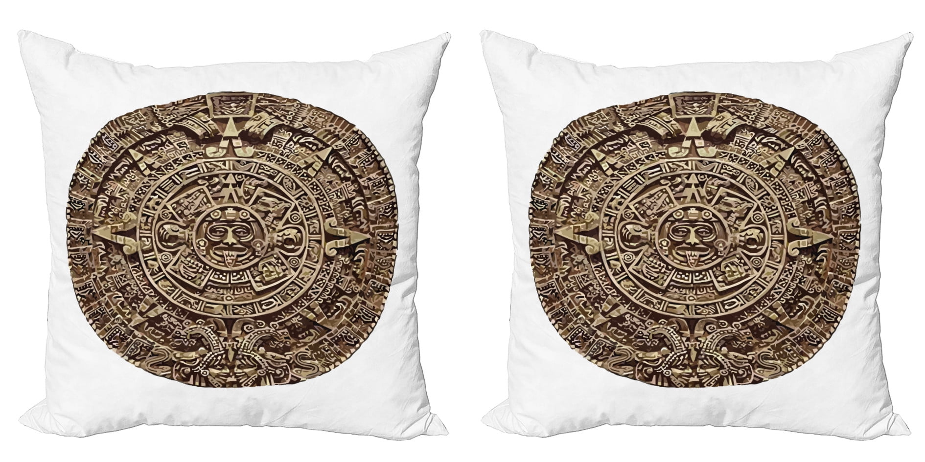 Ambesonne Aztec Throw Pillow Cover 2 Pack, Mexican Medallion Ornament ...
