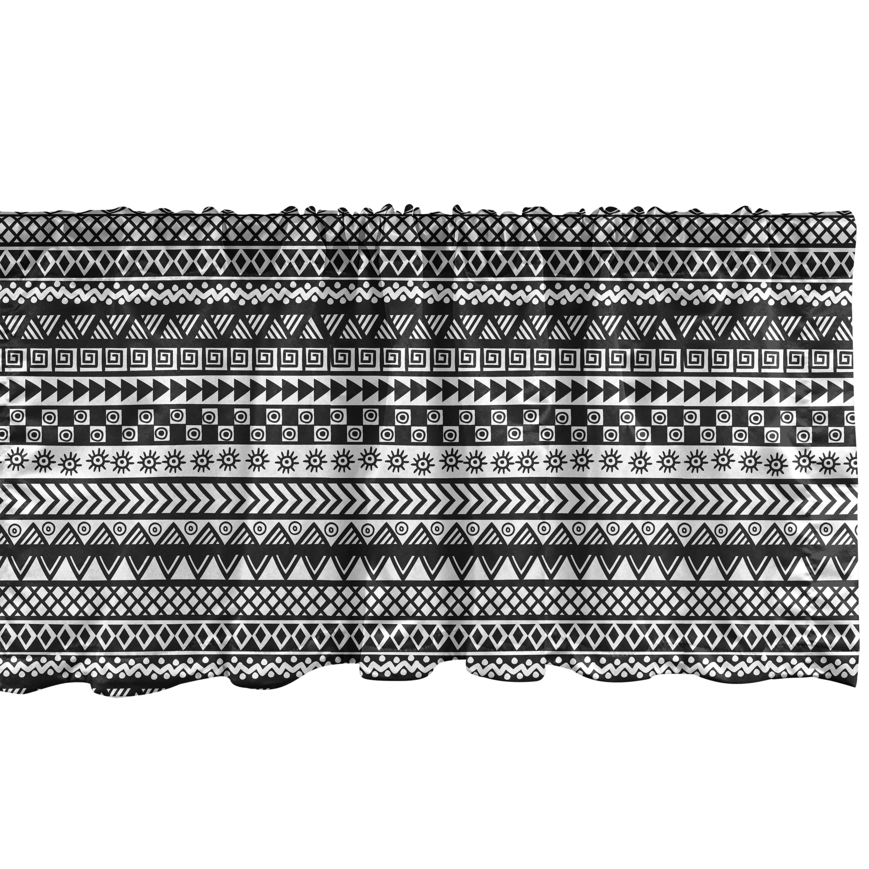 Ambesonne Aztec Window Valance, Monochrome Geometrical Tribal, 54" X 12 ...