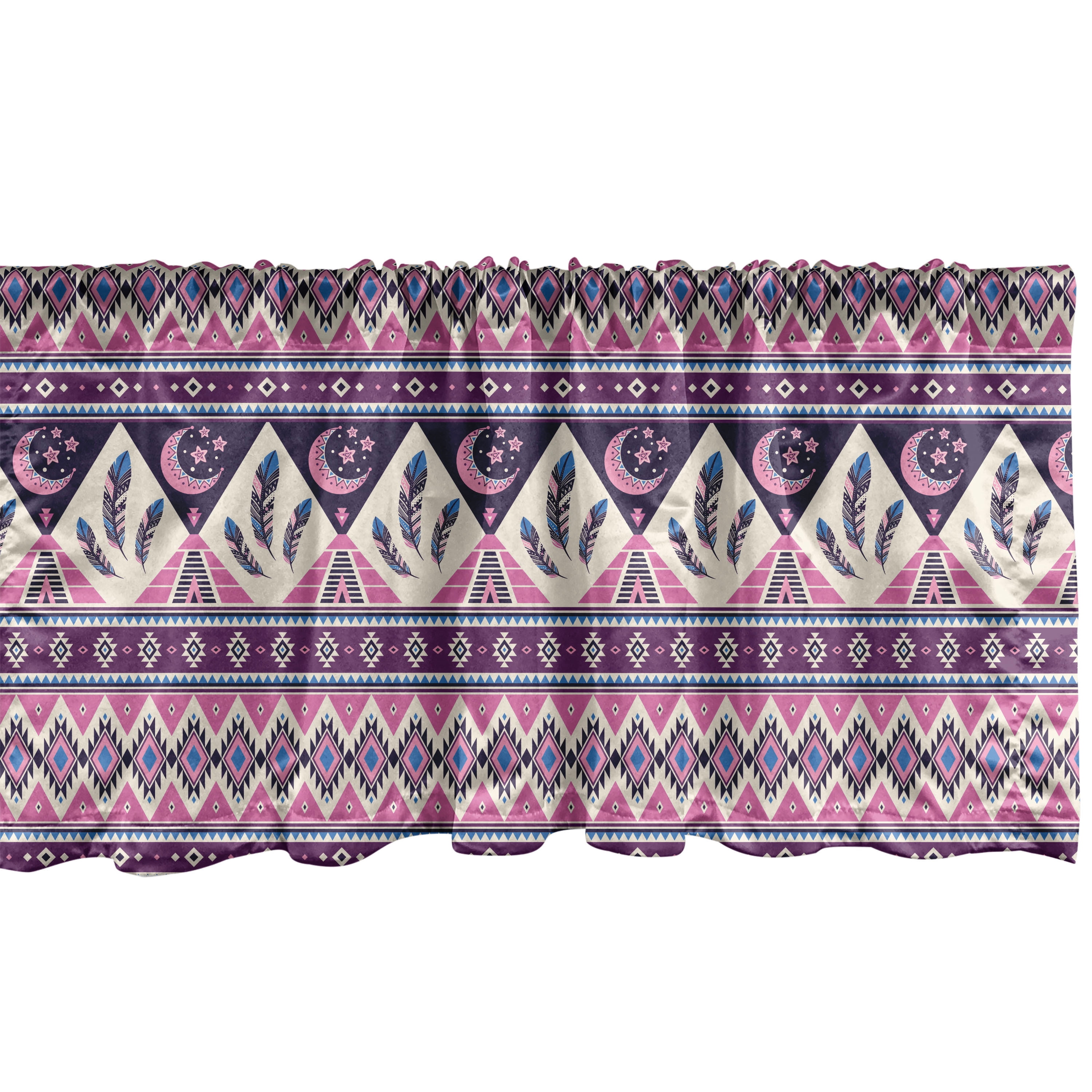 Ambesonne Aztec Window Valance, Nordic Nighttime Composition, 54" X 18 ...
