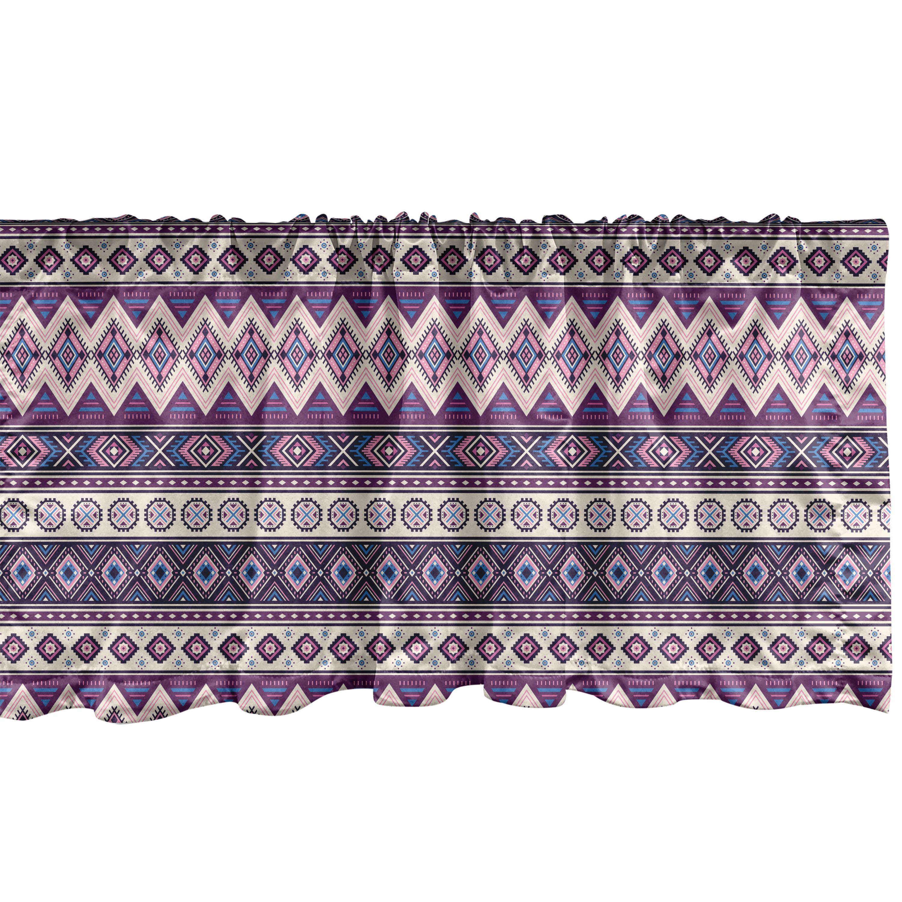 Ambesonne Aztec Window Valance, Purple Art Tribal Triangles, 54" X 12 ...