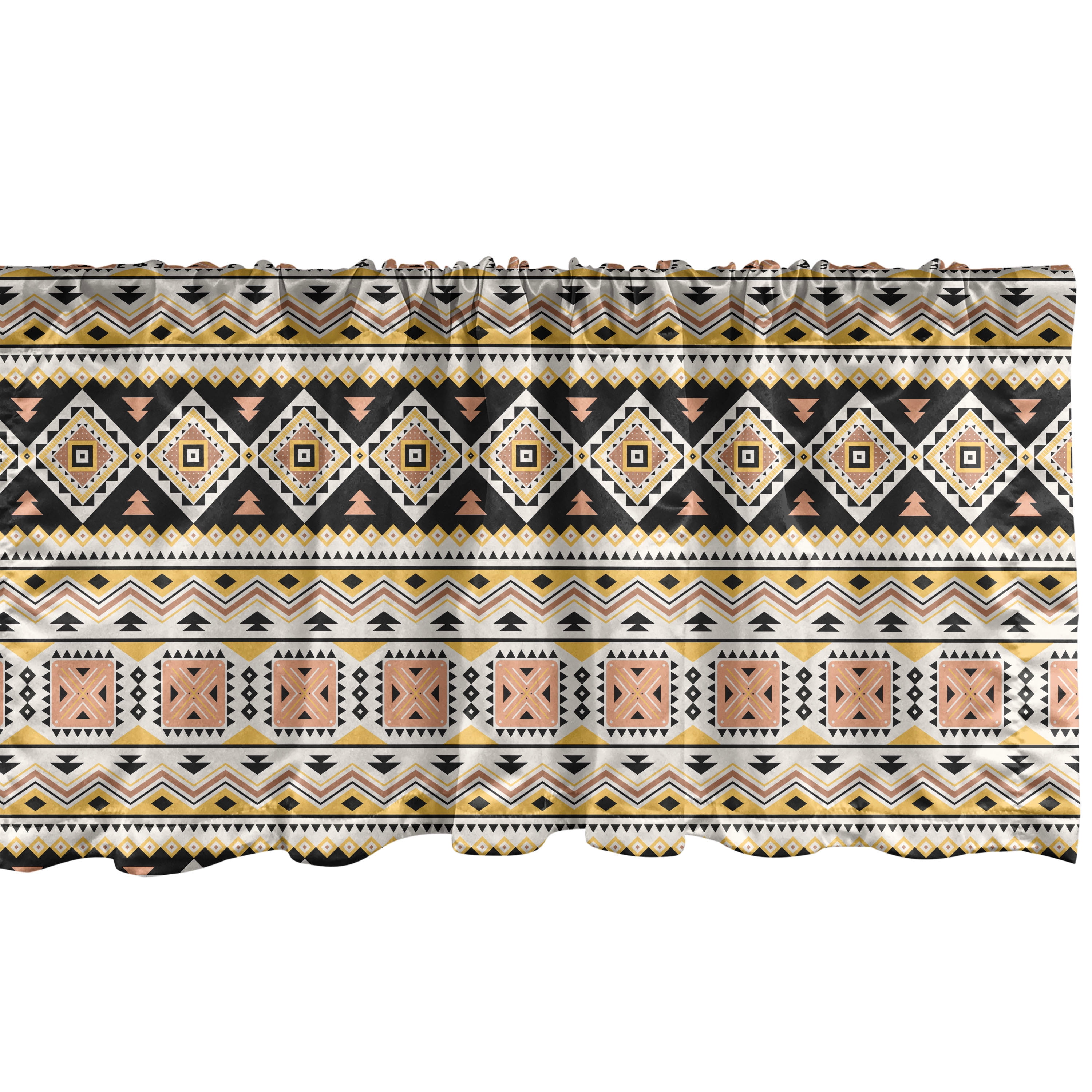 Ambesonne Aztec Window Valance, Triangles Tribal Motifs Art, 54" X 18 ...