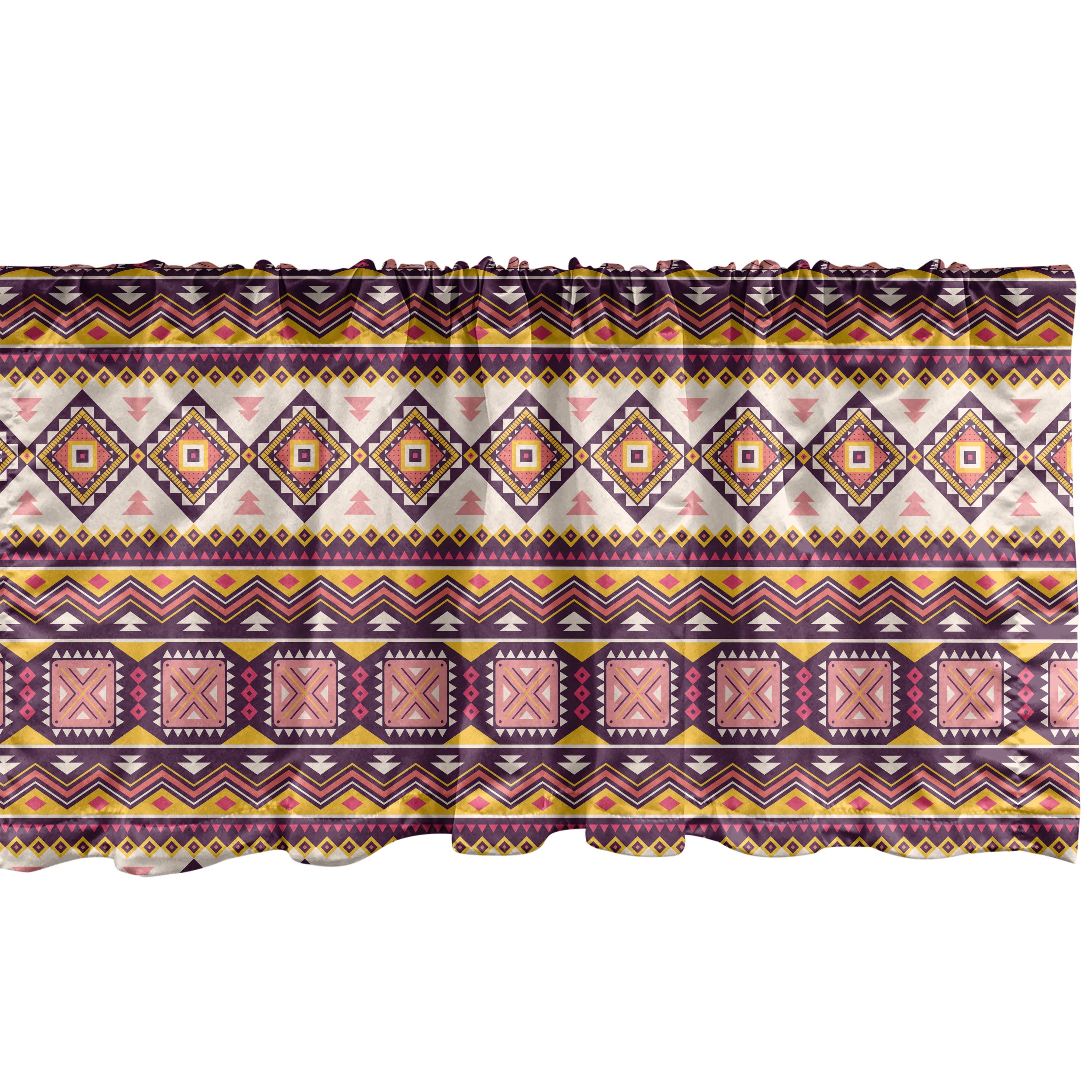 Ambesonne Aztec Window Valance, Triangles Vibrant Tone Art, 54" X 18 ...