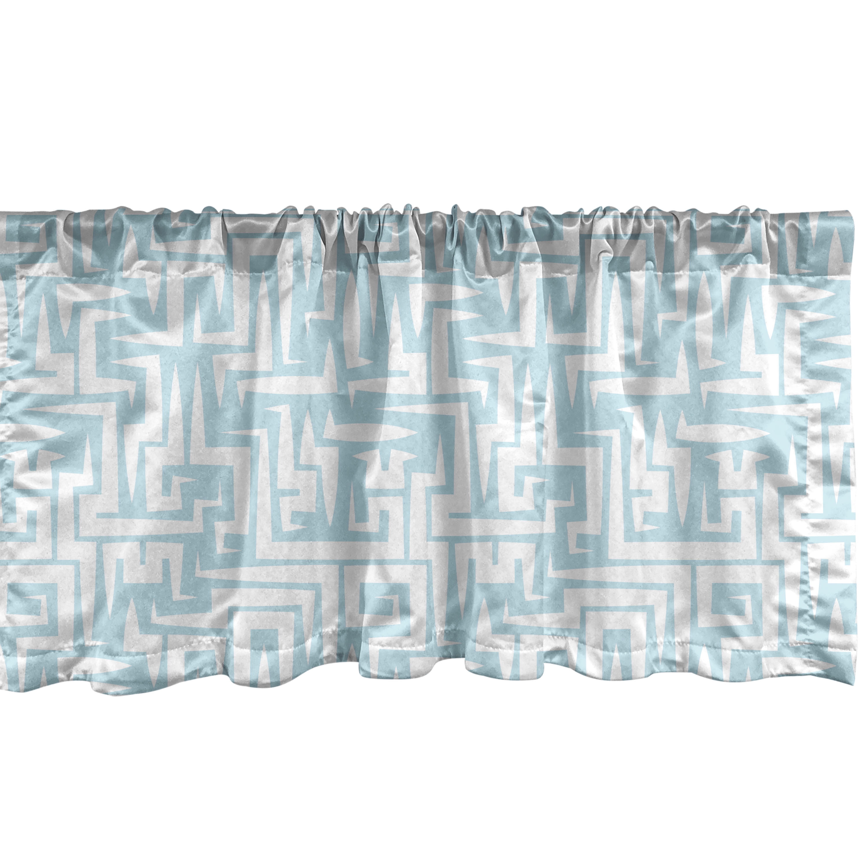 Ambesonne Baby Blue Window Valance, Monochromatic Abstract Tangled Maze ...