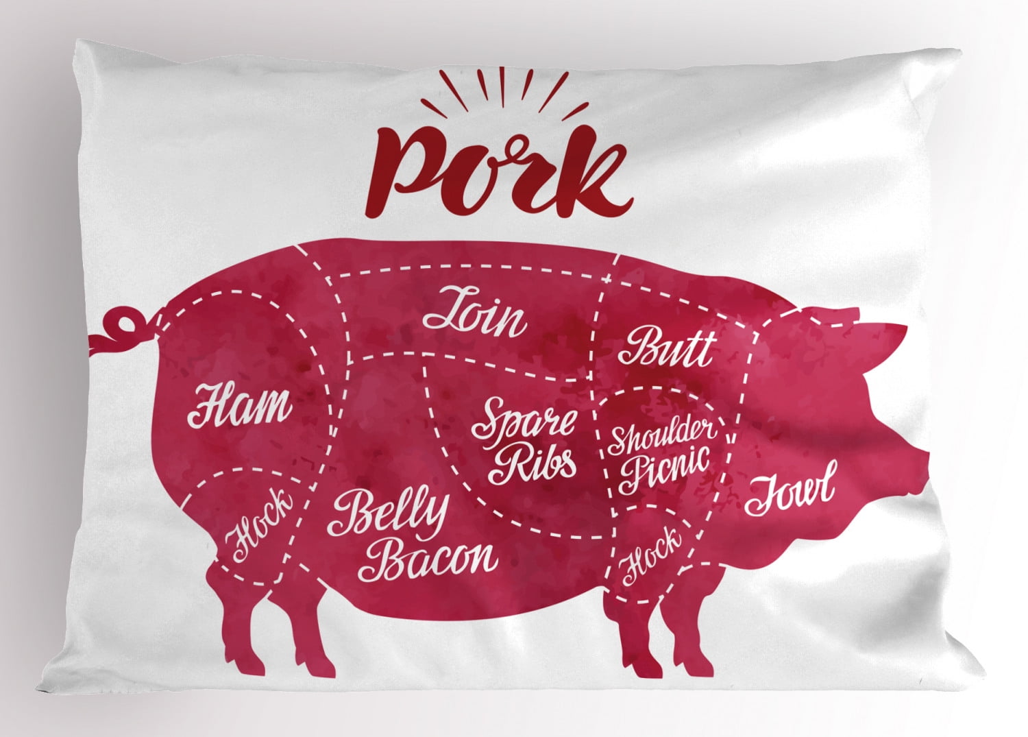Ambesonne Bacon Pillow Sham, Cutting Pig Meat Diagram, 26" X 20 ...