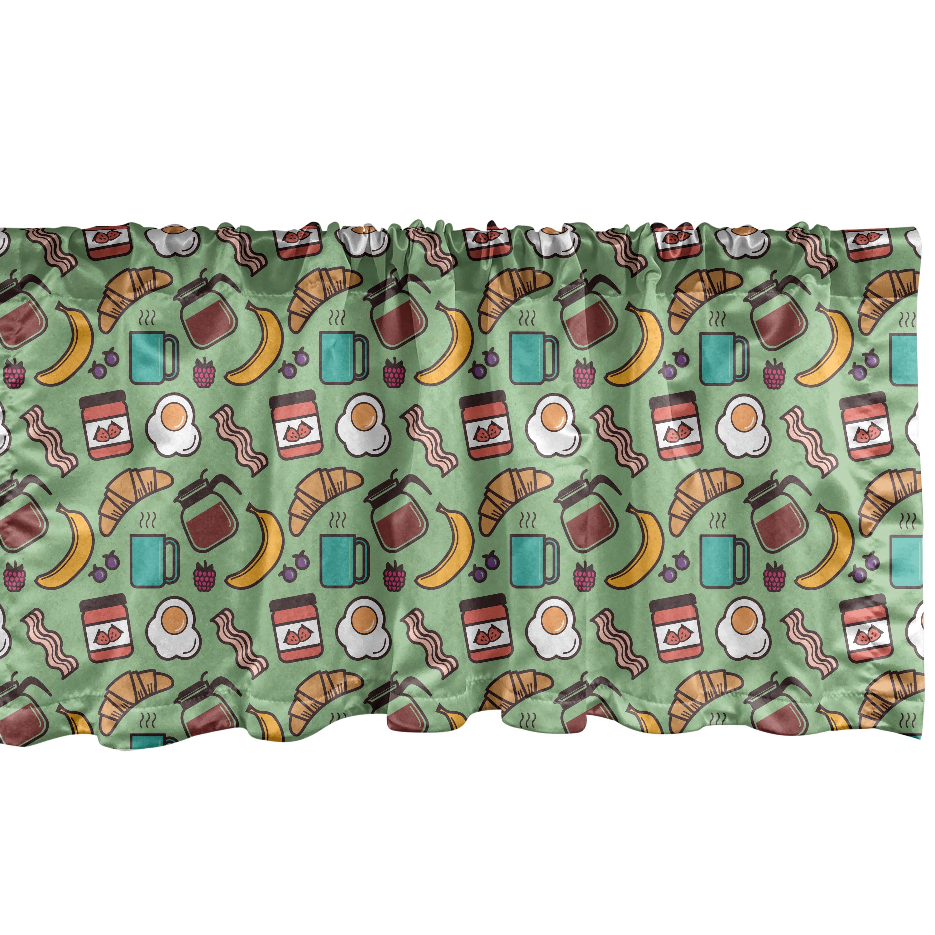 Ambesonne Bacon Window Valance, American Breakfast Menu, 54" X 12 ...