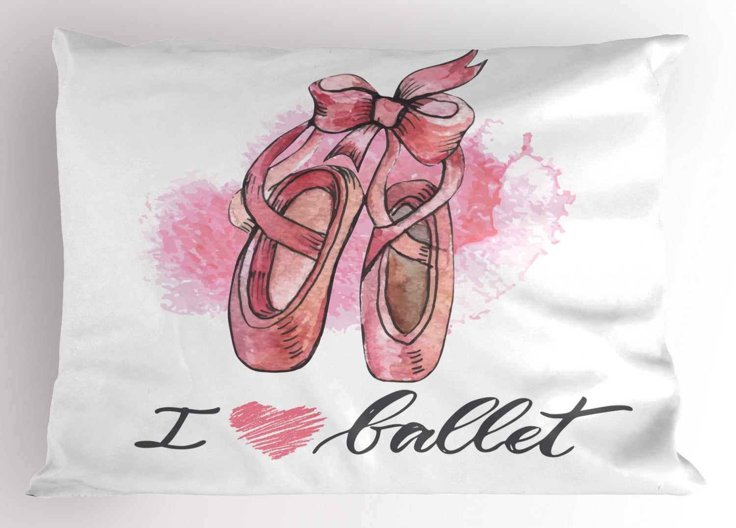 Ambesonne Ballerina Pillow Sham, I Love Ballet Typography, 26" X 20 ...