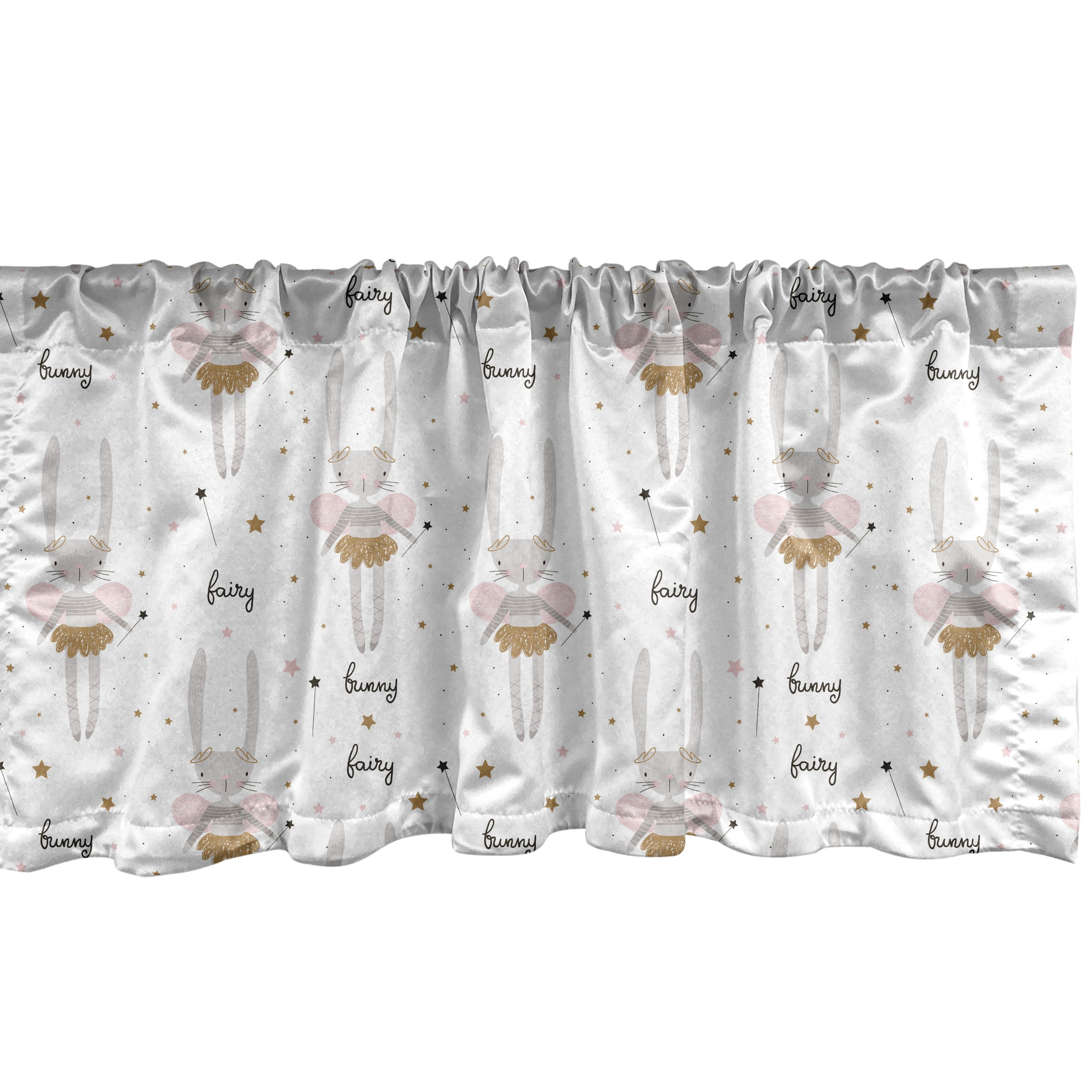 Ambesonne Ballerina Window Valance, Cartoon of Dancer Bunny with Starry ...