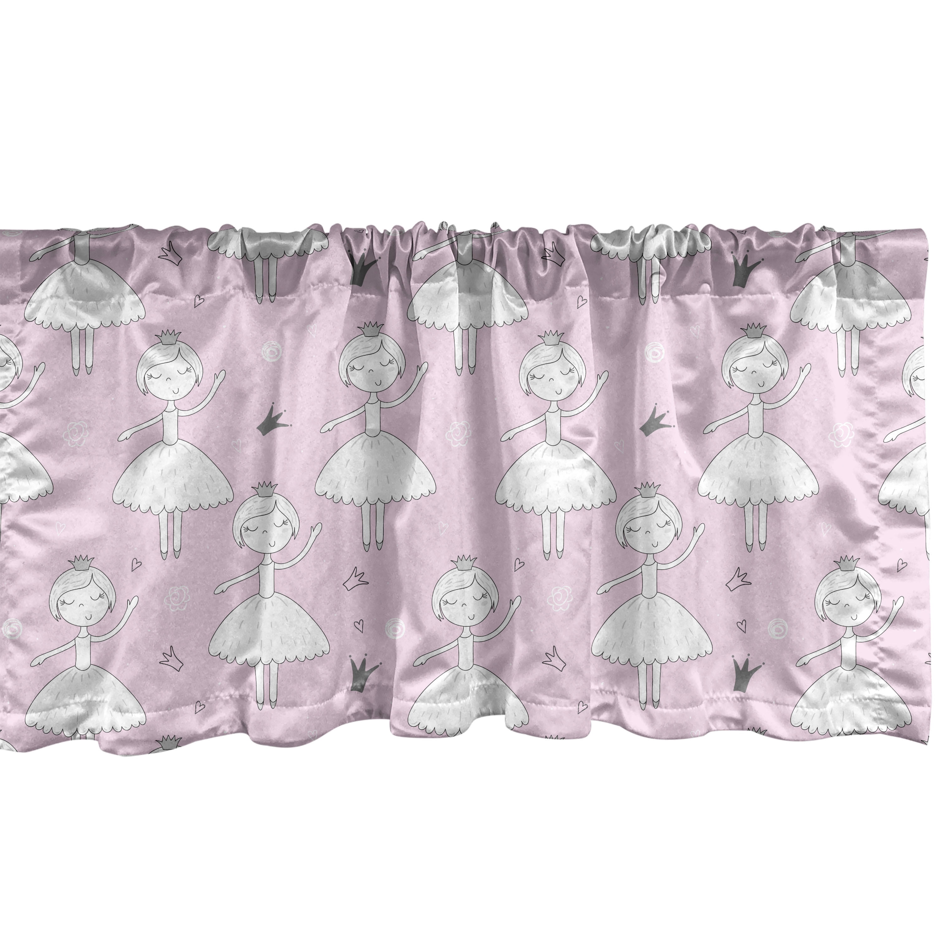 Ambesonne Ballerina Window Valance, Dancer Girl Crown, 42" x 12", Pale ...