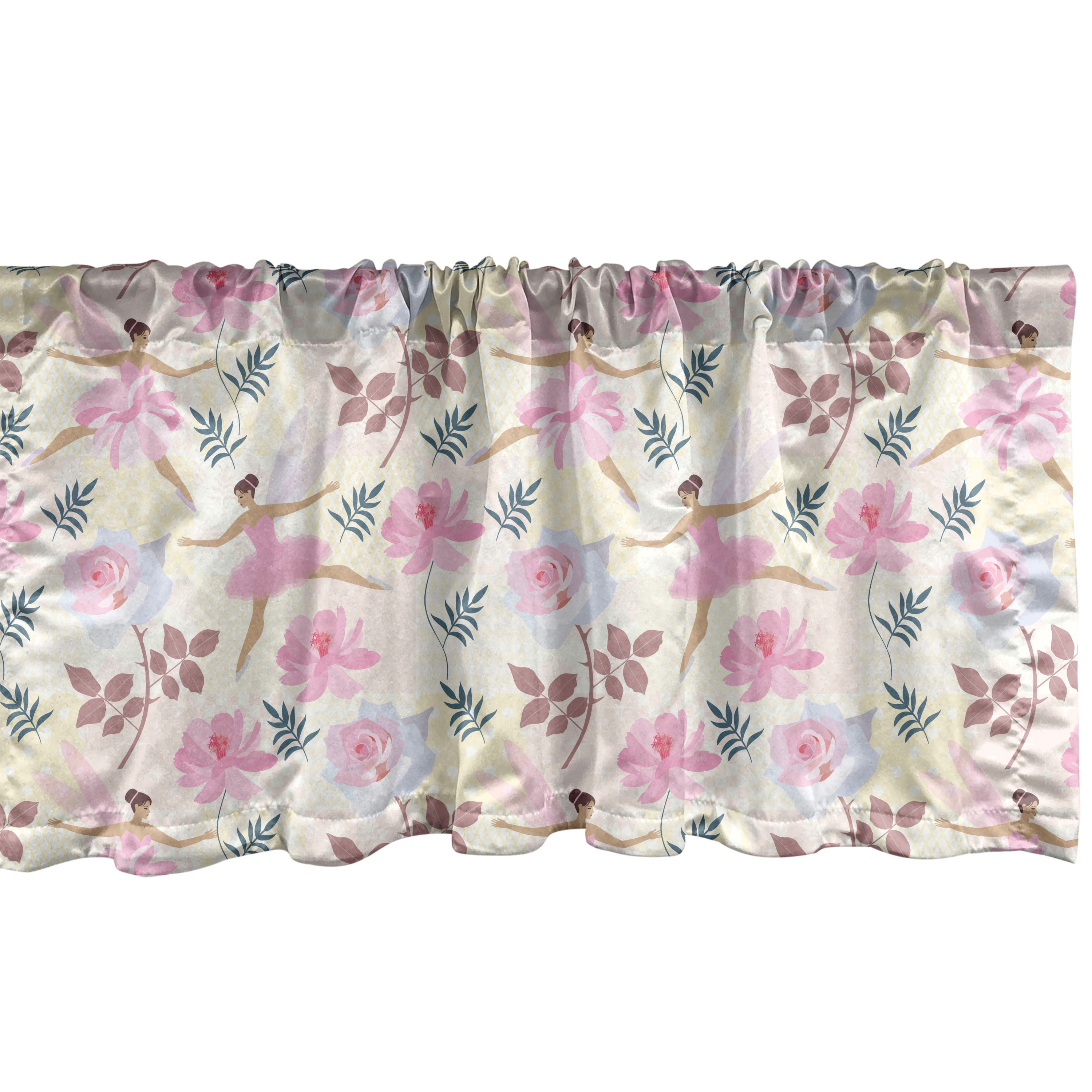 Ambesonne Ballerina Window Valance, Dancer Girl with Wings, 54" X 12 ...