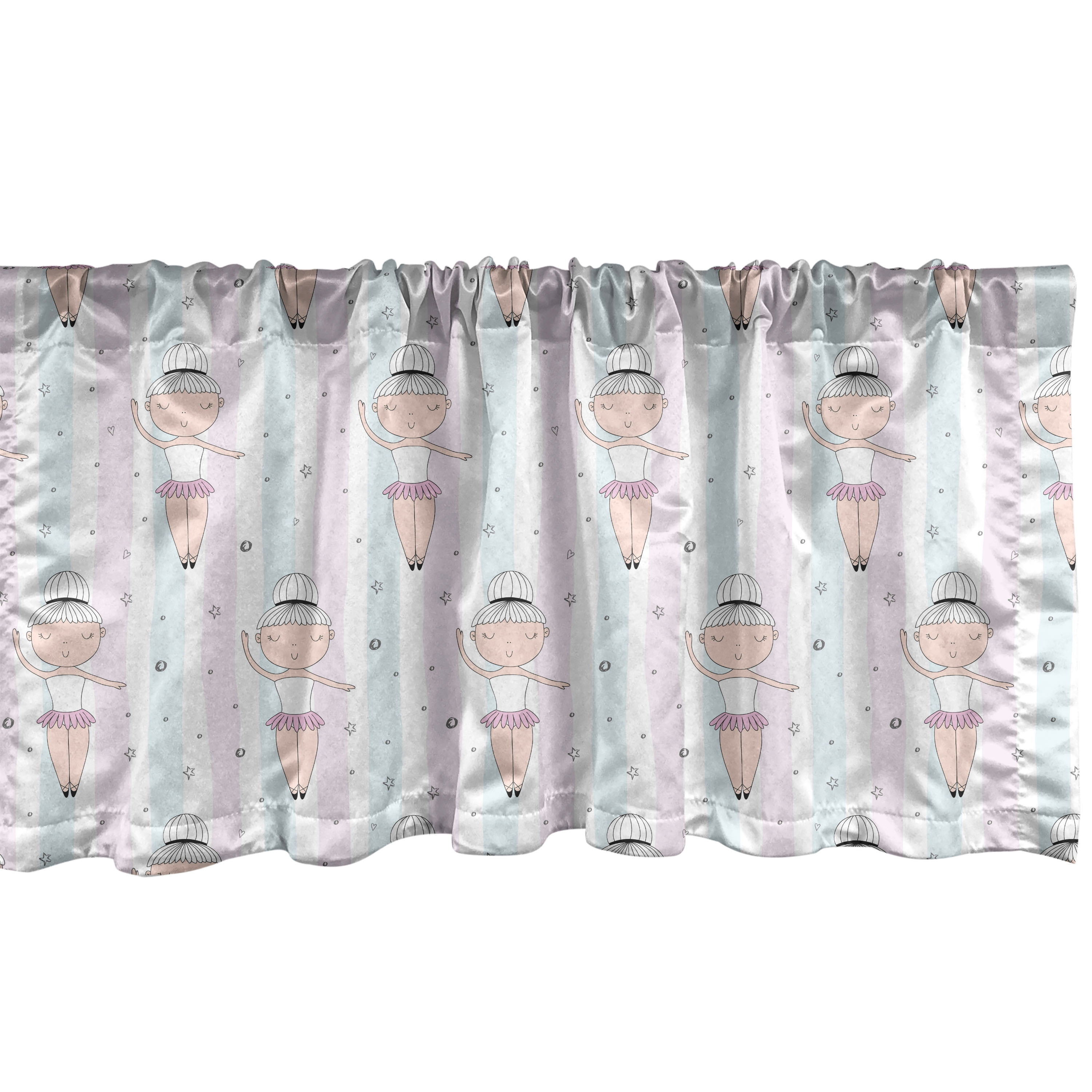 Ambesonne Ballerina Window Valance, Hand Drawn Doodle Girl, 54" X 18 ...