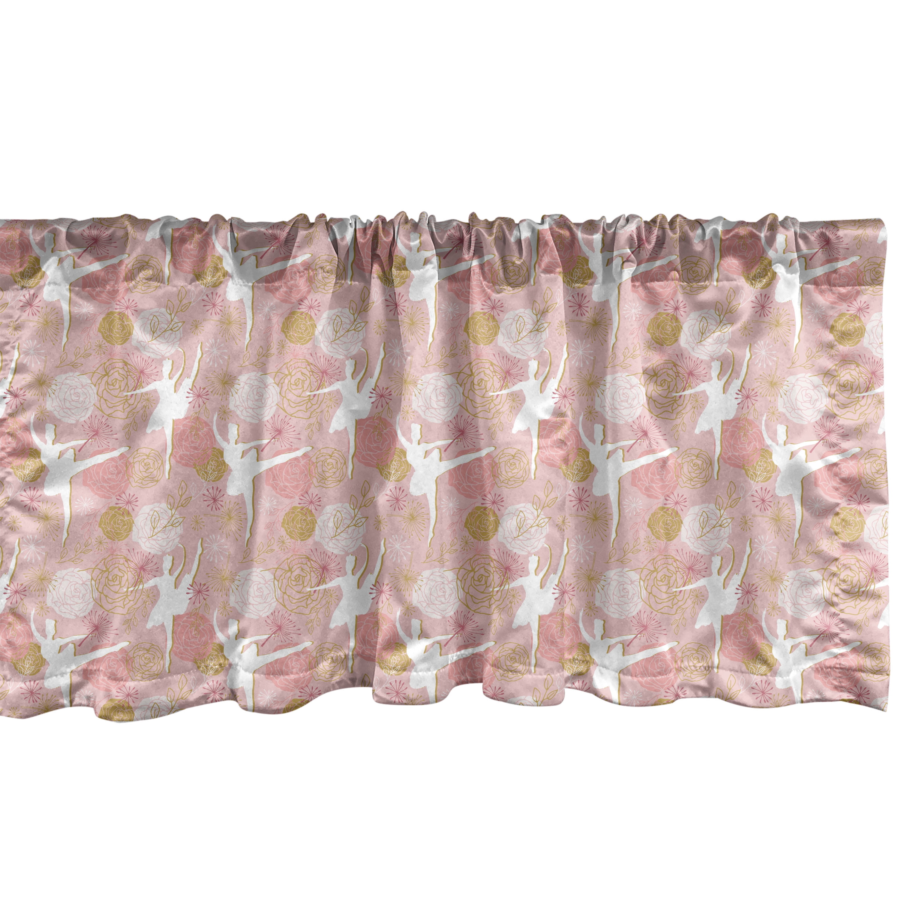 Ambesonne Ballerina Window Valance, Roses Dancers Silhouettes, 42" x 12 ...