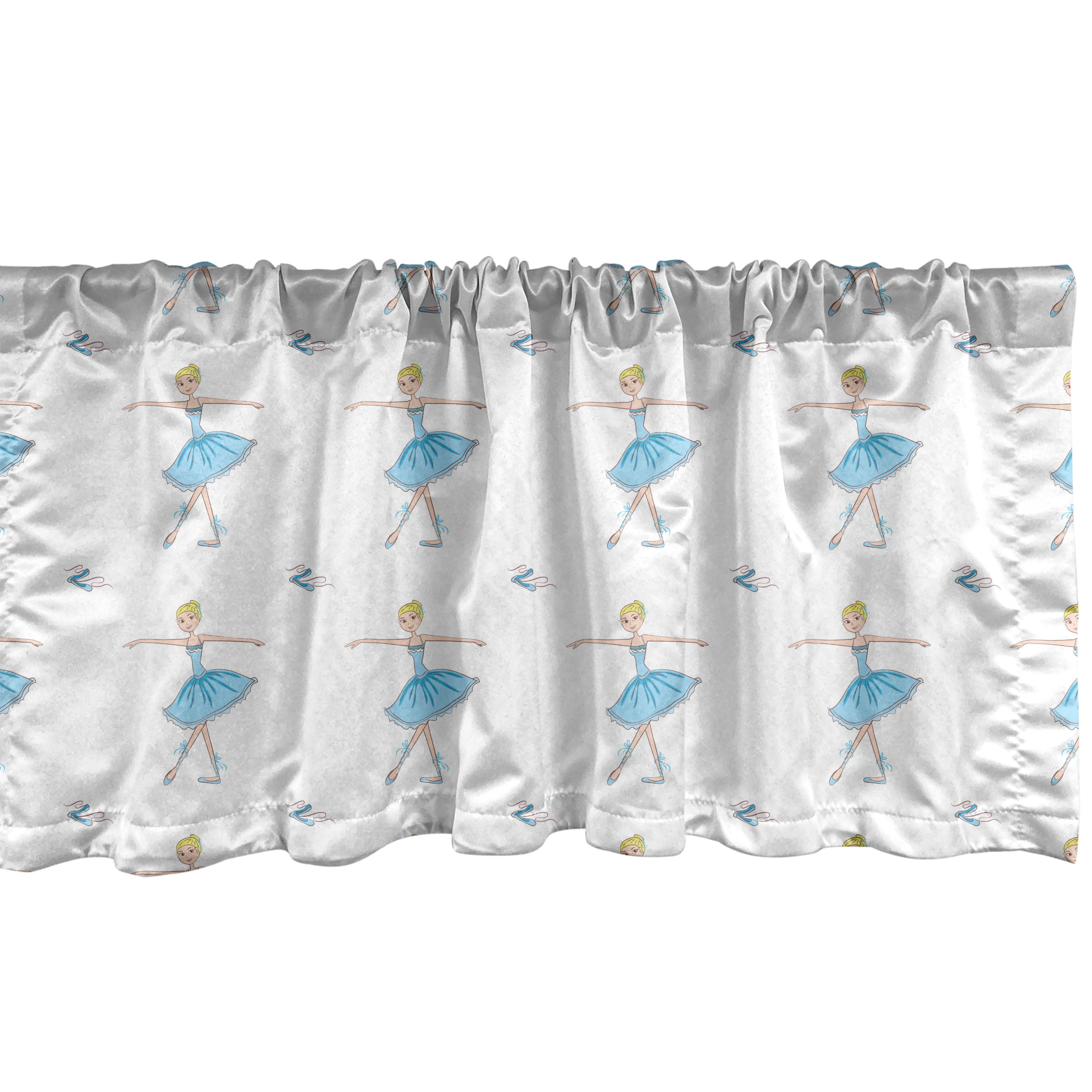 Ambesonne Ballerina Window Valance, Slim Blonde Girl Motifs, 42" x 12 ...