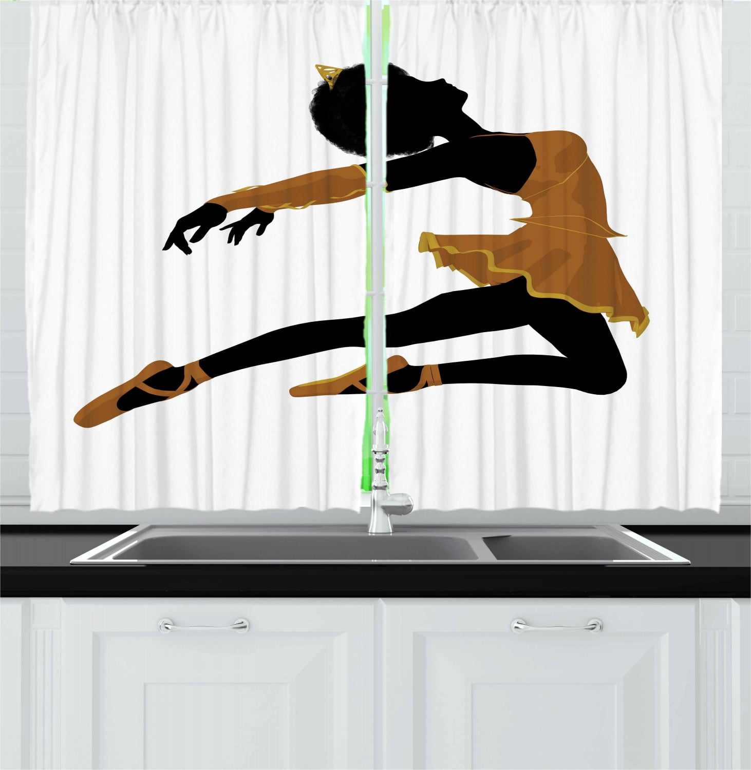 Ambesonne Ballet Kitchen Curtains, Ballerina Tutu Pointe, 55"x39", Pale ...