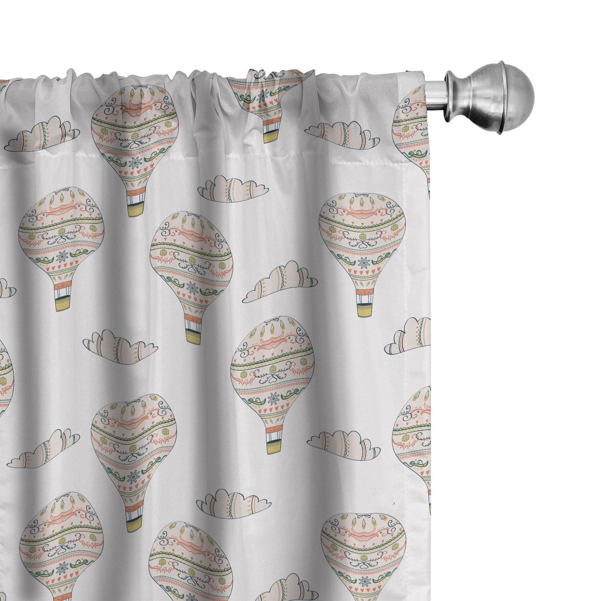 Ambesonne Balloon Curtains, Swirls Hearts, Pair of 28"x95", Multicolor ...