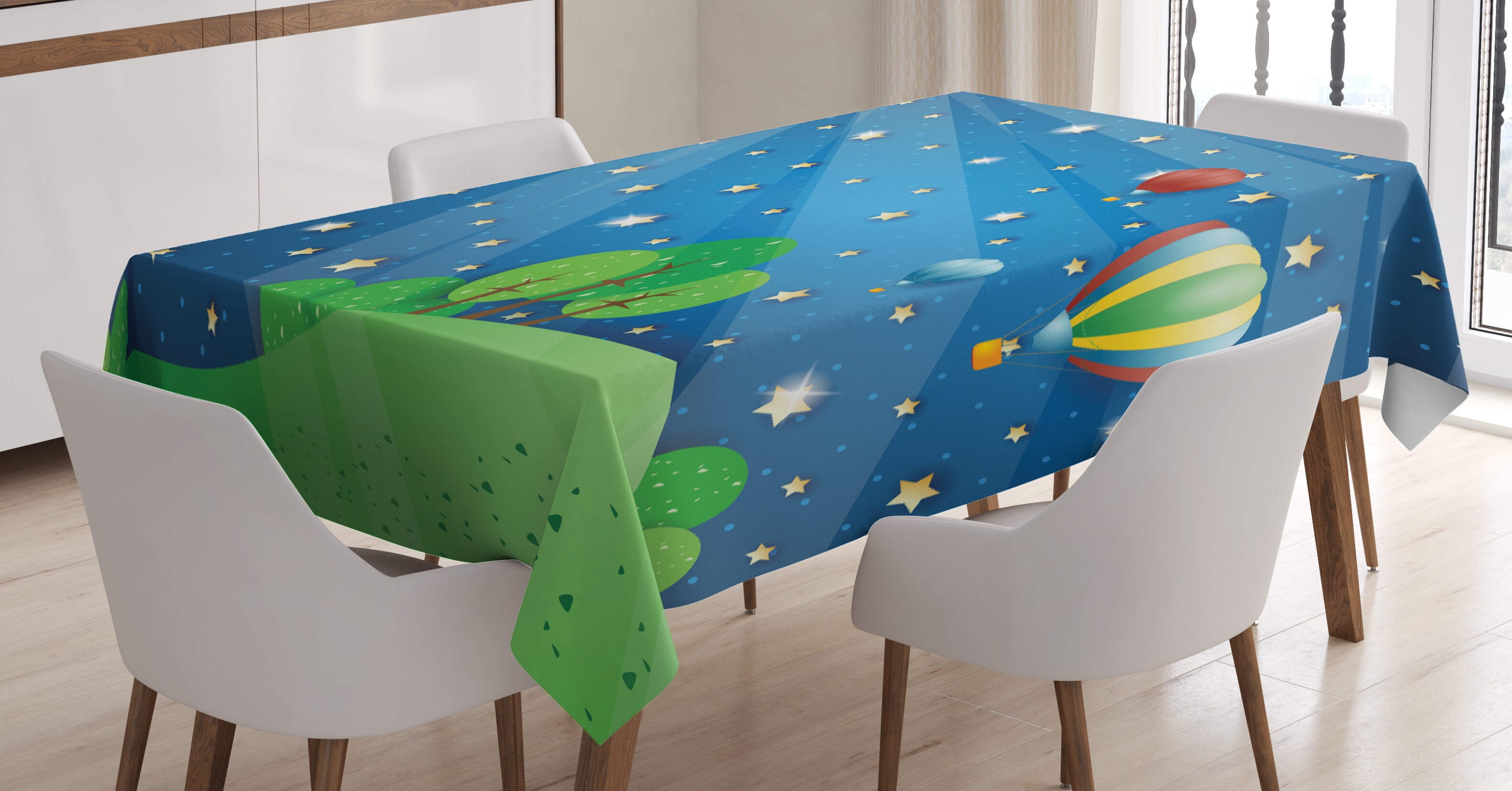 Ambesonne Balloon Tablecloth Rectangular Table Cover, Cartoon Balloons ...