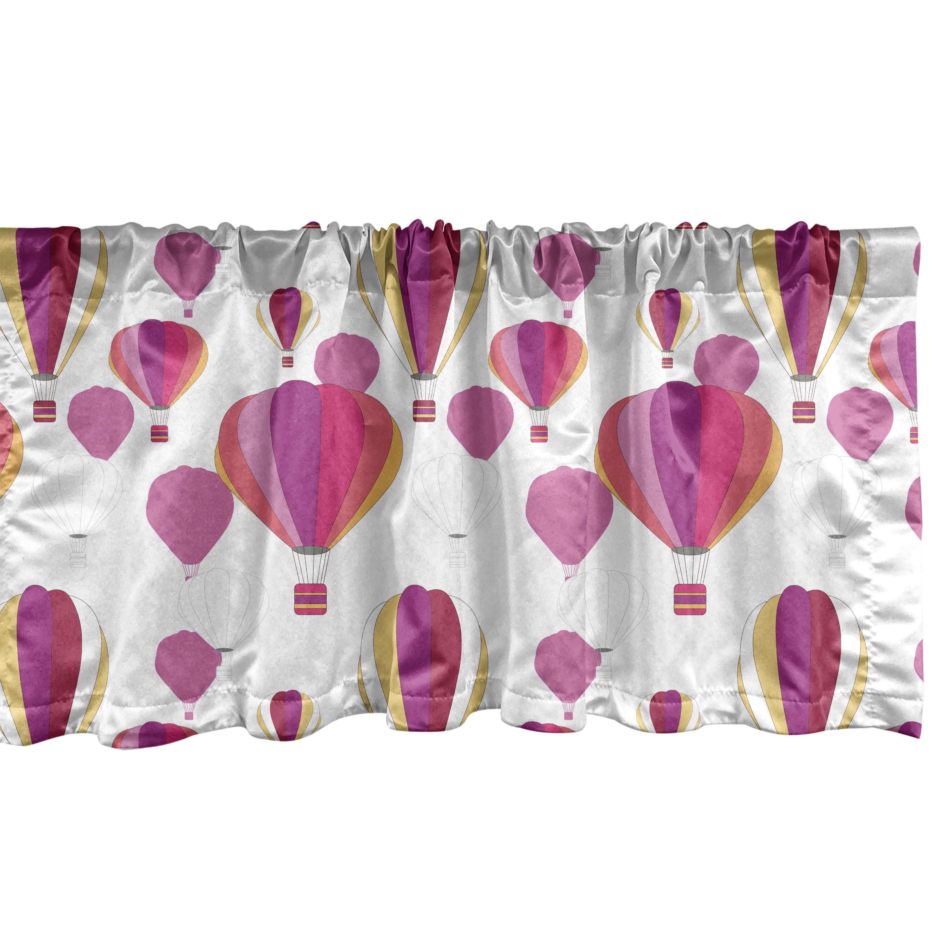Ambesonne Balloon Window Valance, Colorful Abstract Pattern of Aircraft ...