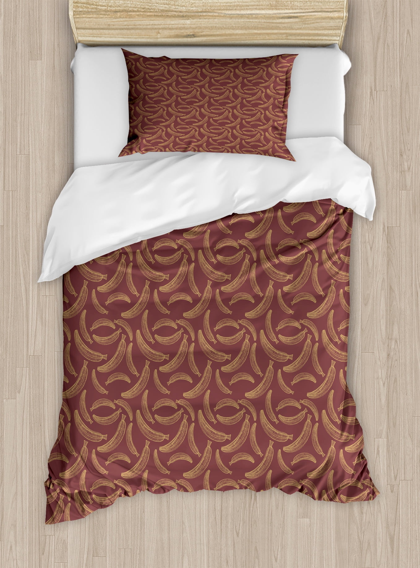 Ambesonne Banana Duvet Cover Set, Outline Drawings Long Fruits, Twin ...