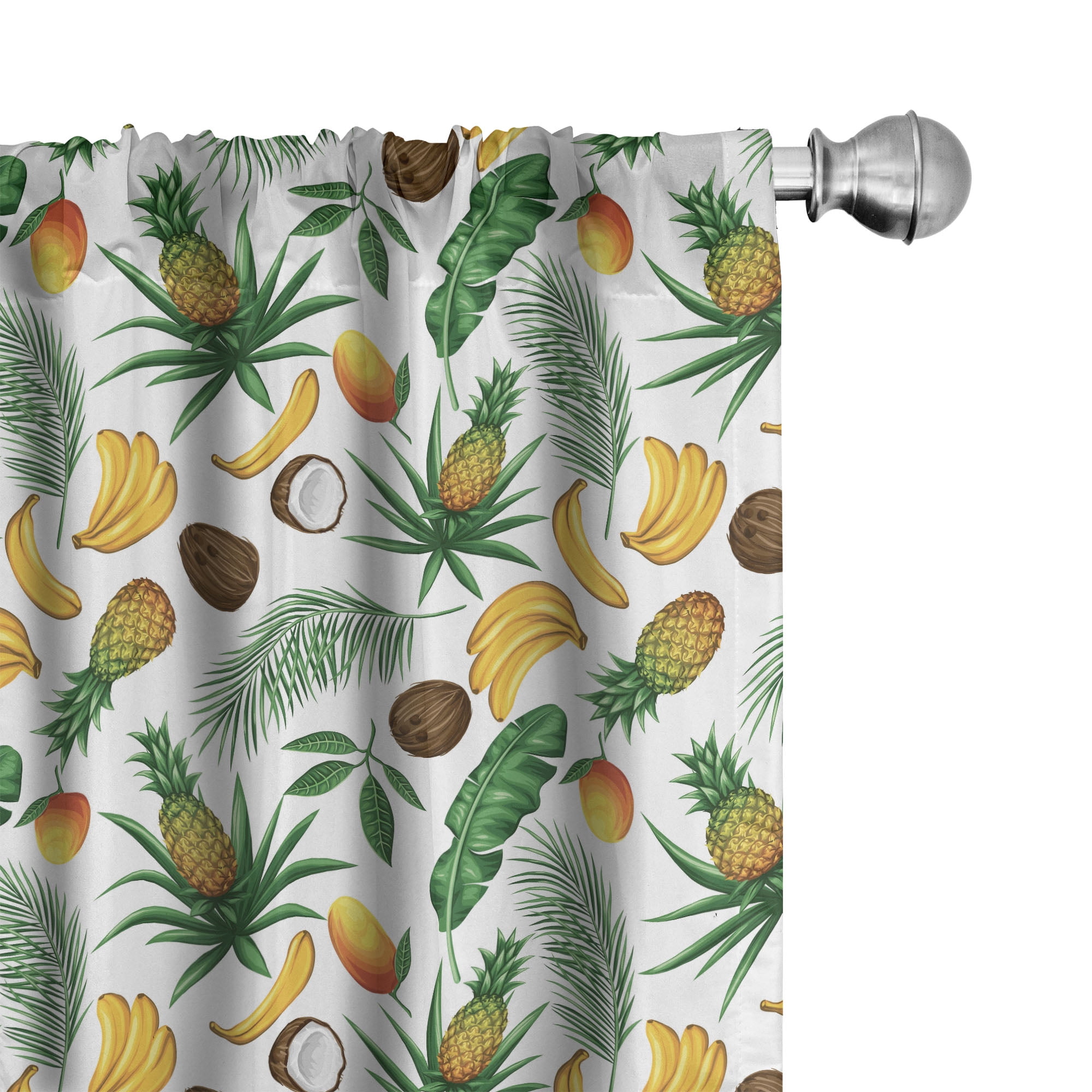 Ambesonne Banana Leaf Curtains, Coconut Pineapple, Pair of 28"x95 ...