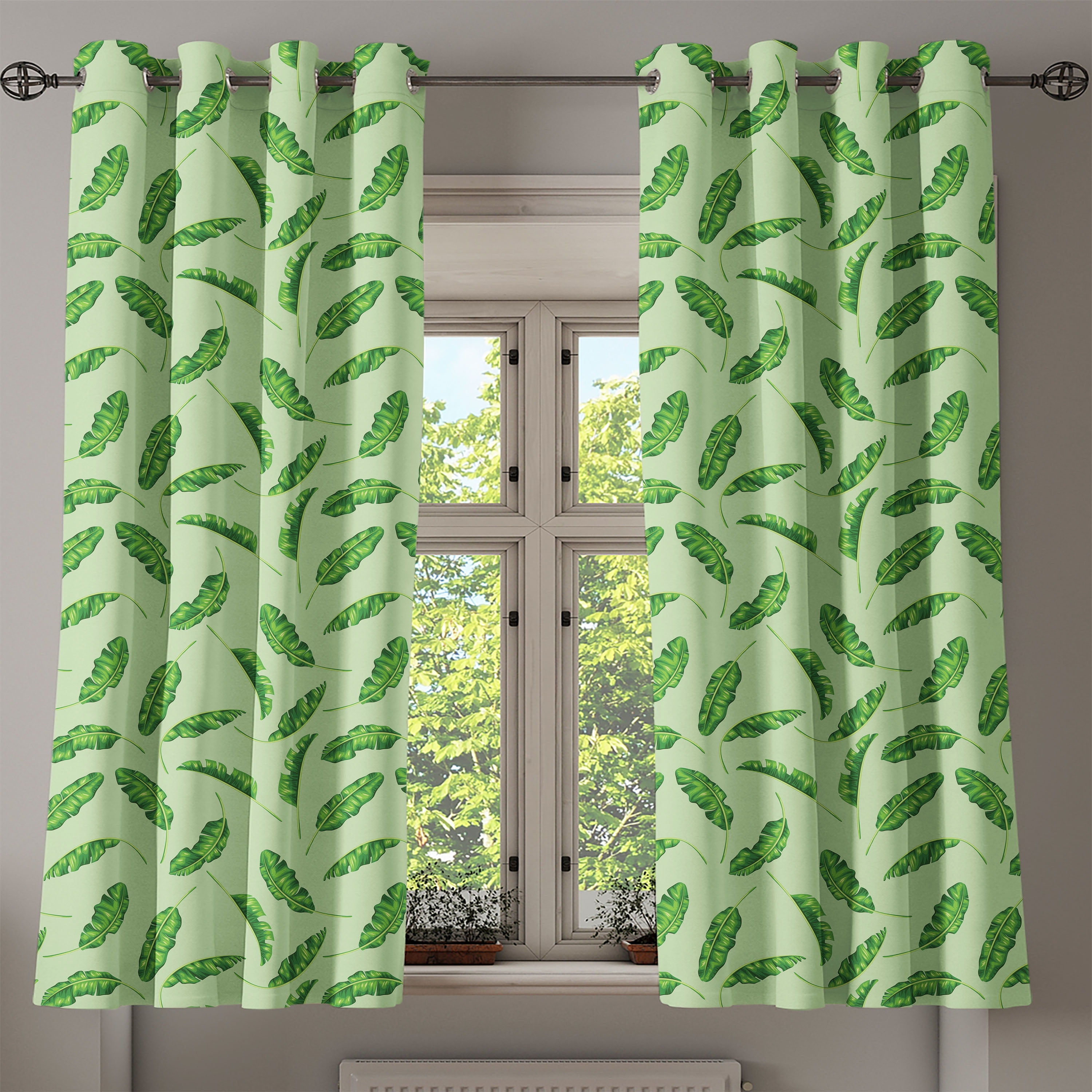 Ambesonne Banana Leaf Grommet Curtain Ecology Botany 50 X 54 Green