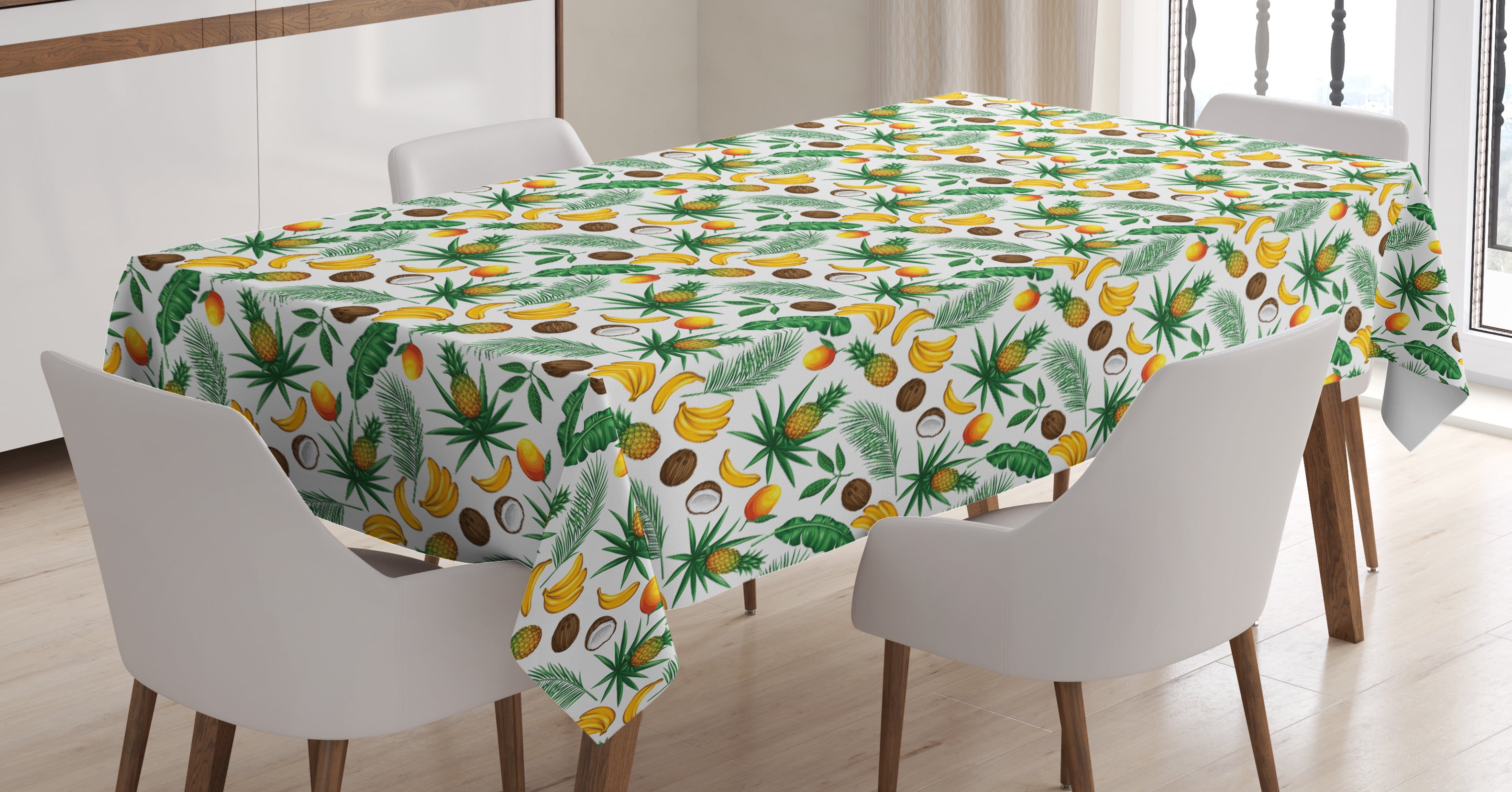 Ambesonne Banana Leaf Tablecloth Rectangular Table Cover, Coconut ...