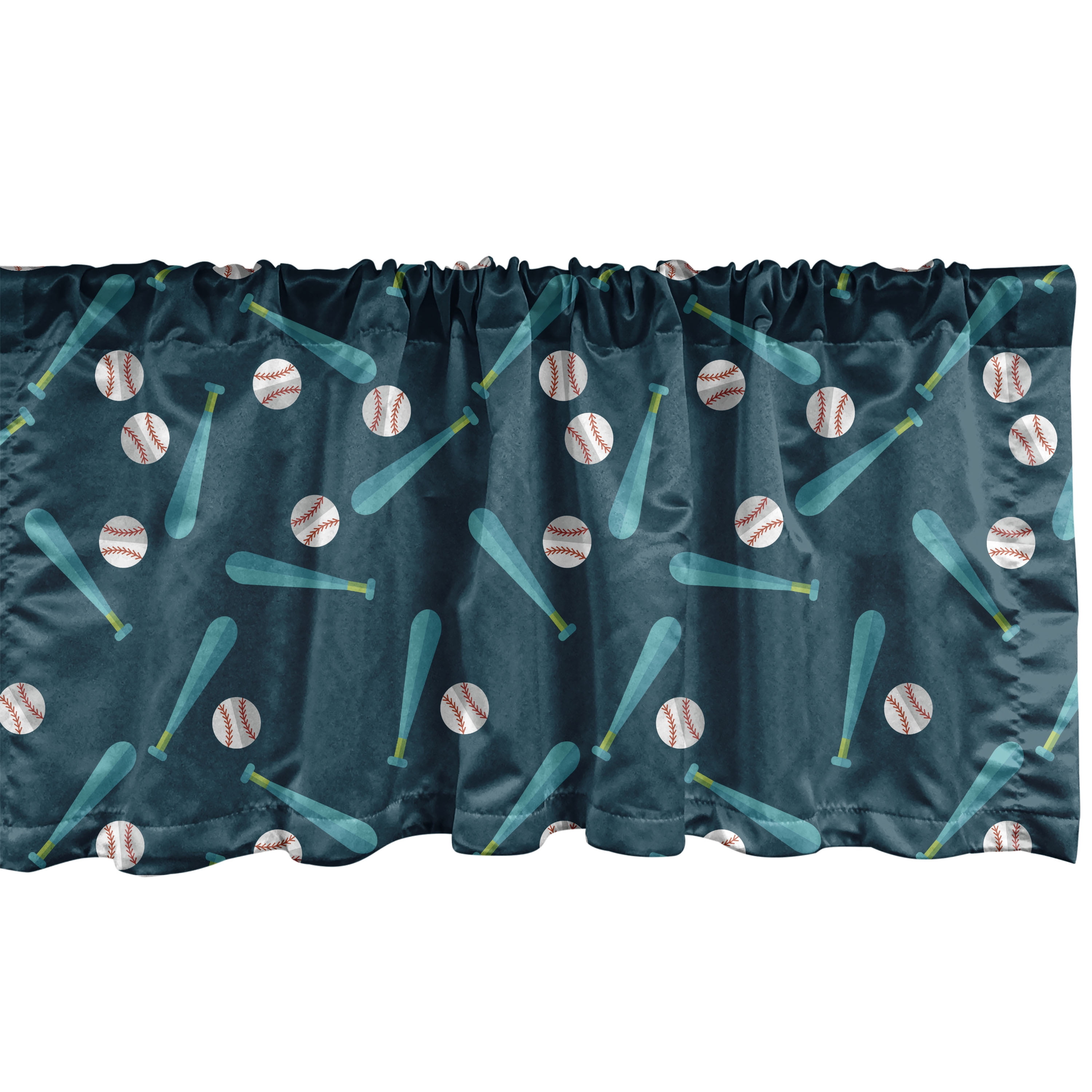 Ambesonne Baseball Window Valance, Bats and Balls Activity, 54" X 12 ...