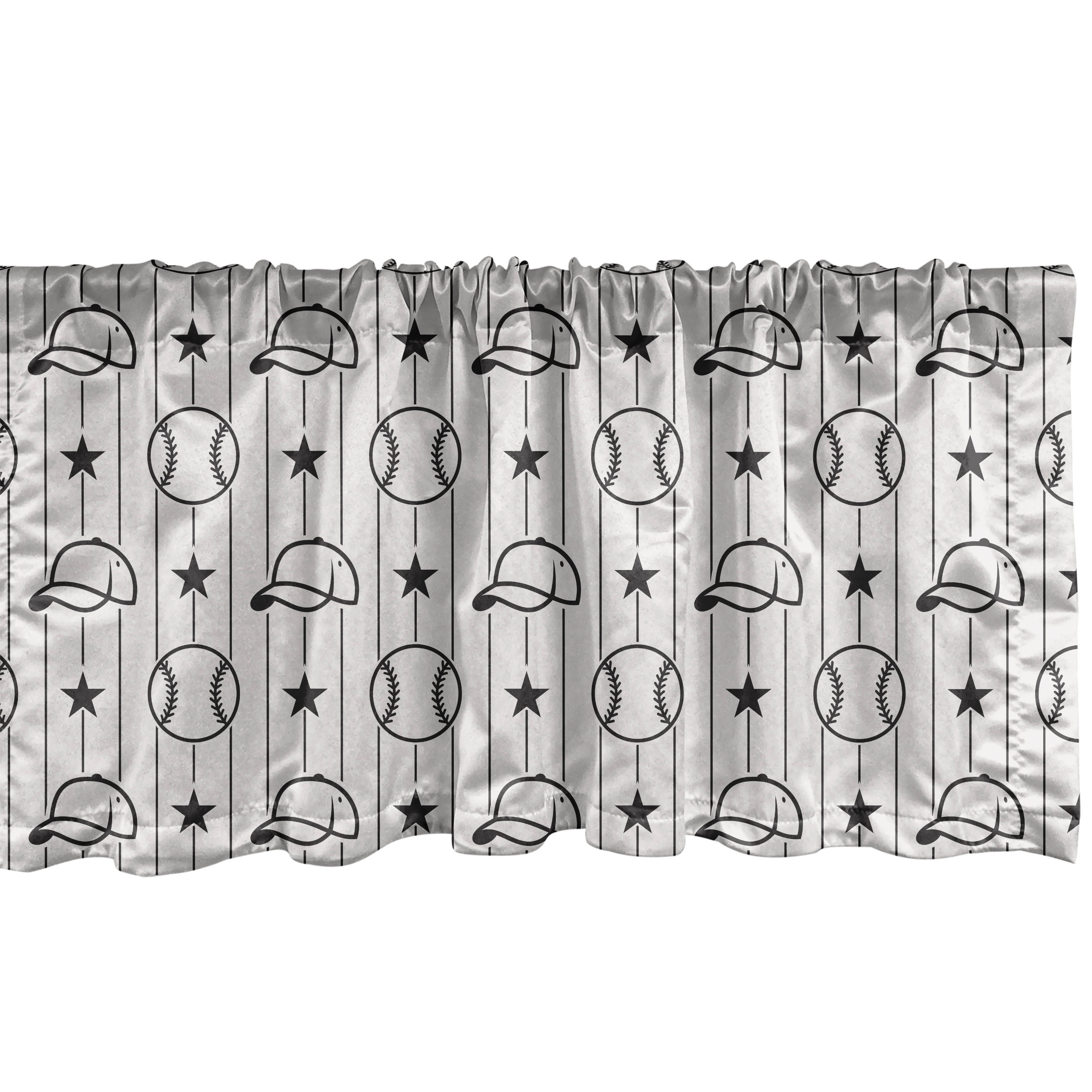 Ambesonne Baseball Window Valance, Stars Caps Vertical Lines, 54" X 18 ...