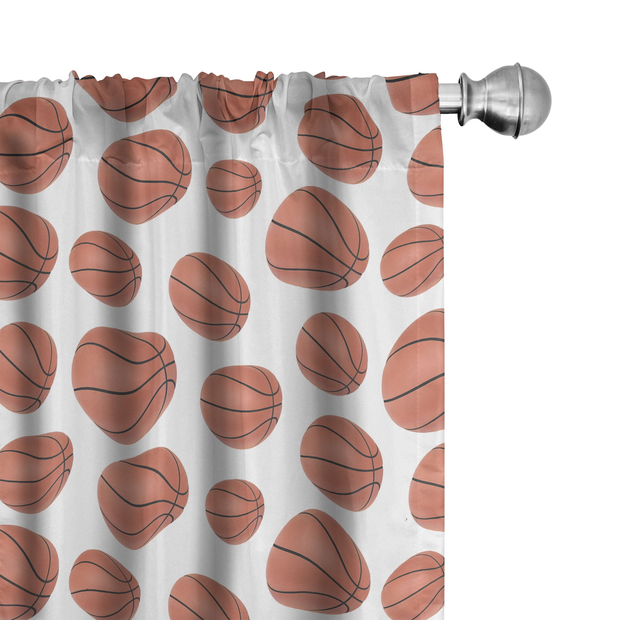 Ambesonne Basketball Curtains, Realistic Style Ball, Pair of 28"x84 ...