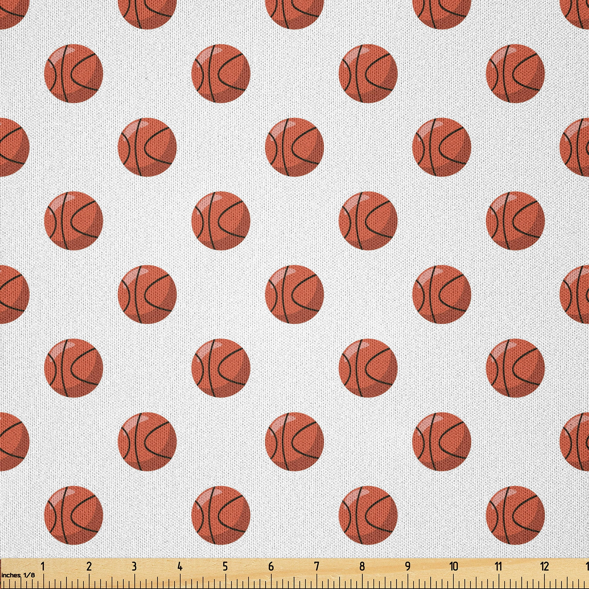 Ambesonne Basketball Fabric by the Yard Microfiber, Cartoon Balls Score ...