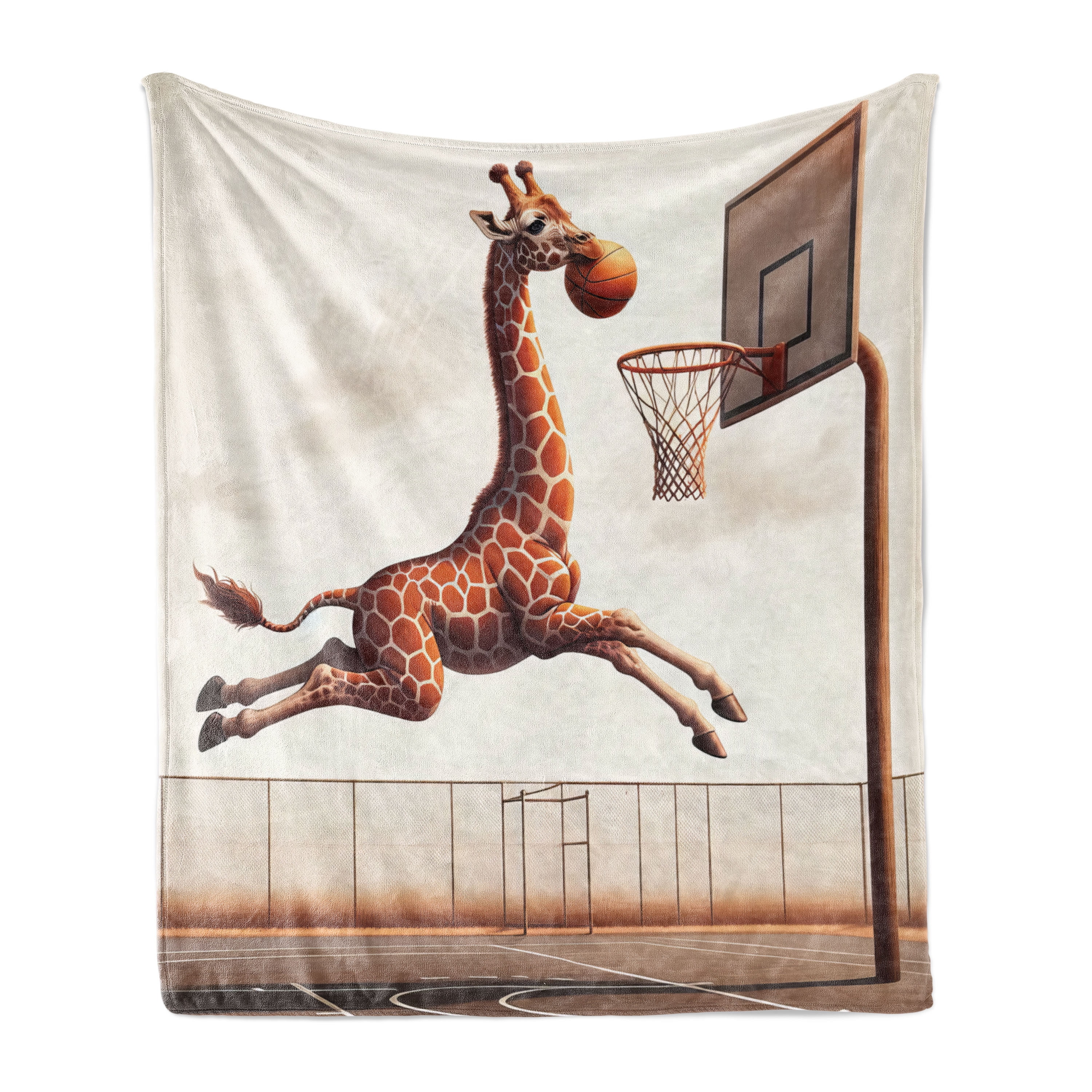 Ambesonne Basketball Fleece Throw Blanket Humor Funny Giraffe Dunk 50 ...