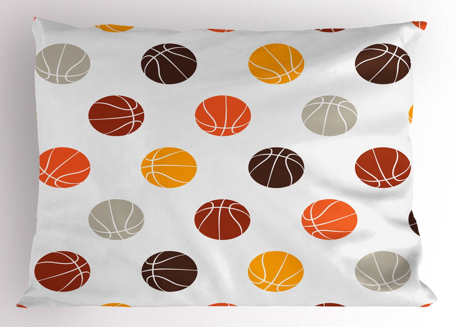 Ambesonne Basketball Pillow Sham, Earthen Toned Balls, 26" X 20 ...