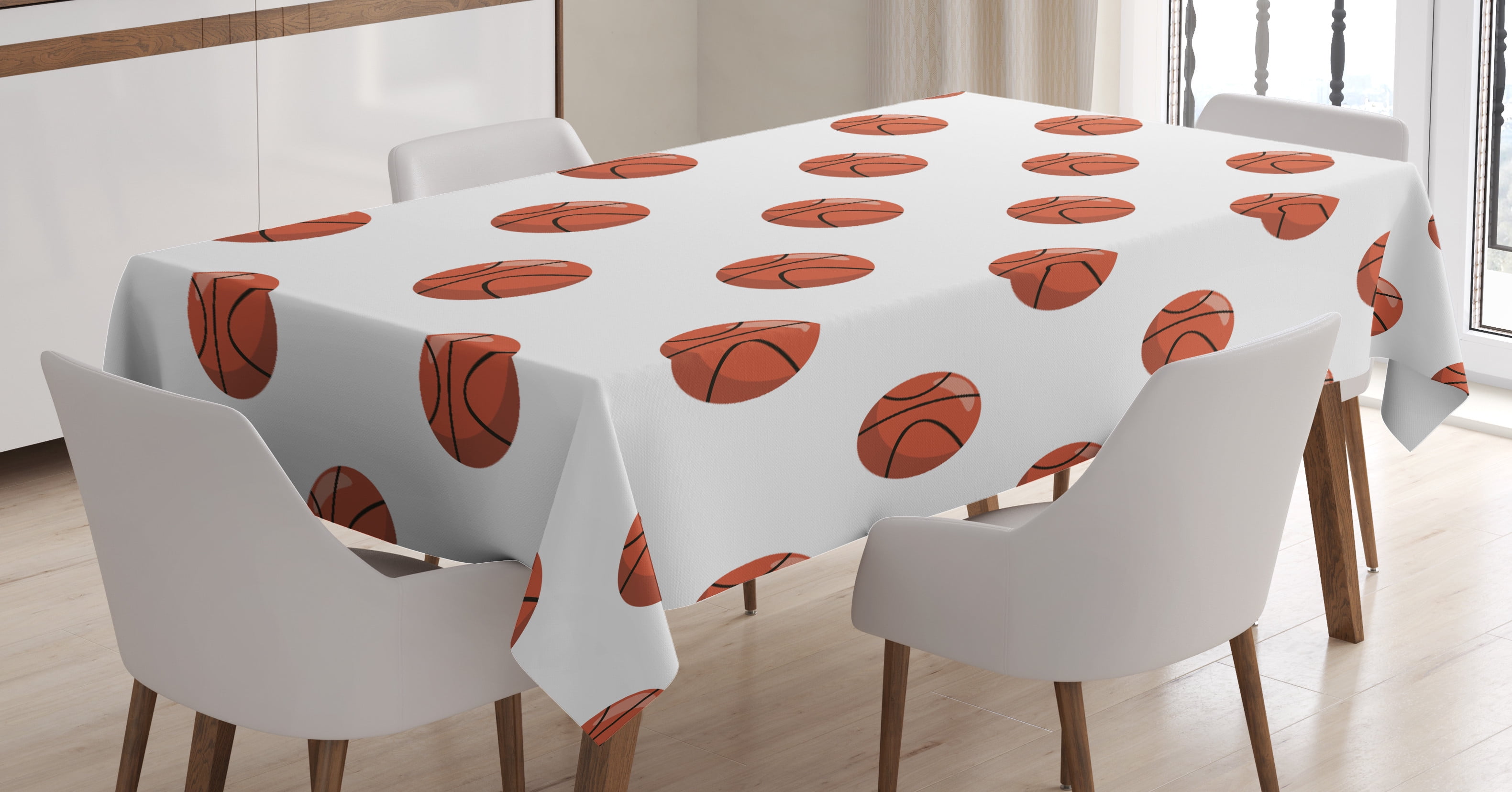Ambesonne Basketball Tablecloth Rectangular Table Cover, Cartoon Balls ...