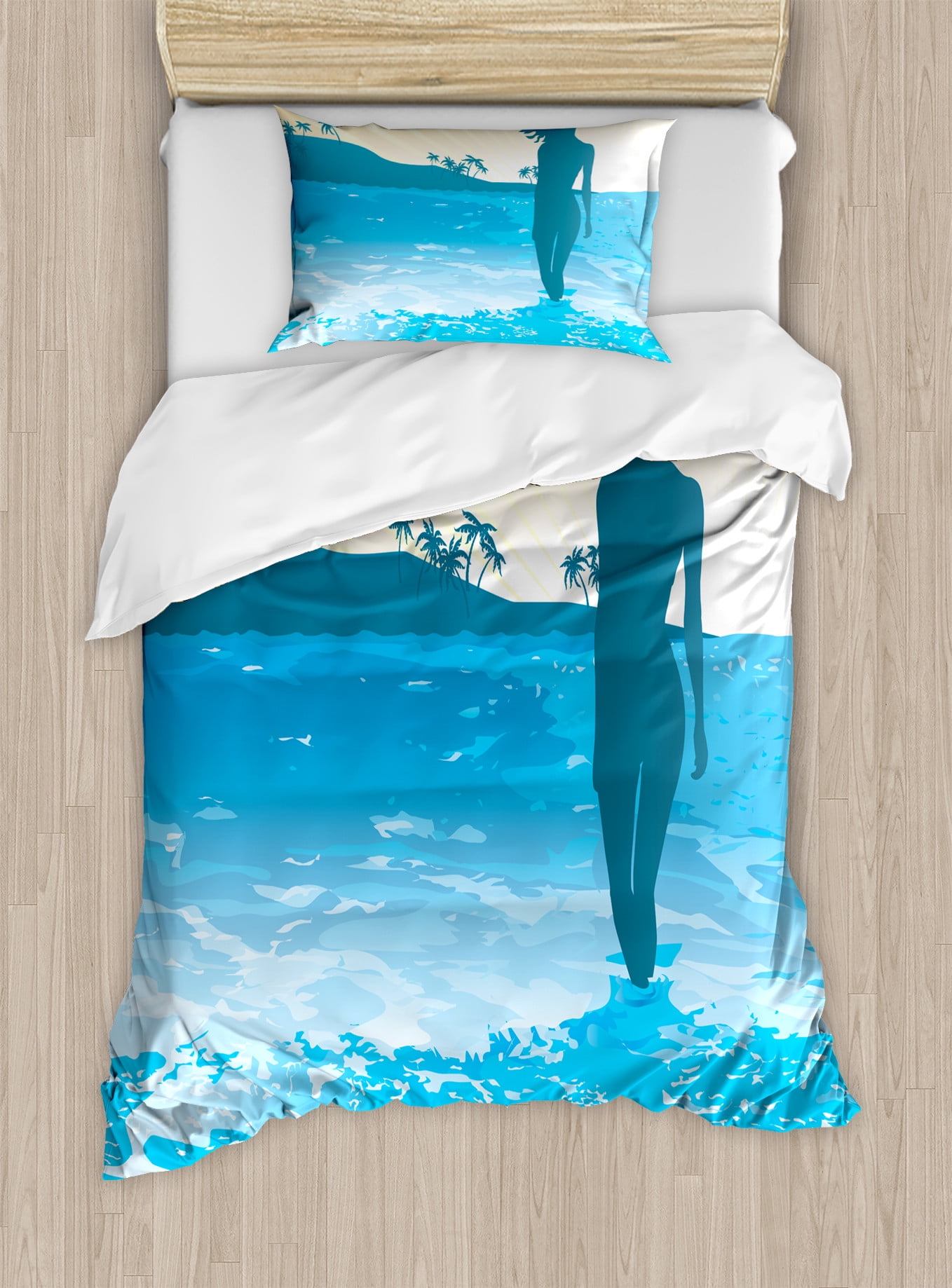 Ambesonne Beach Duvet Cover Set, Sea Shore Ocean Summer, Twin, Slate ...