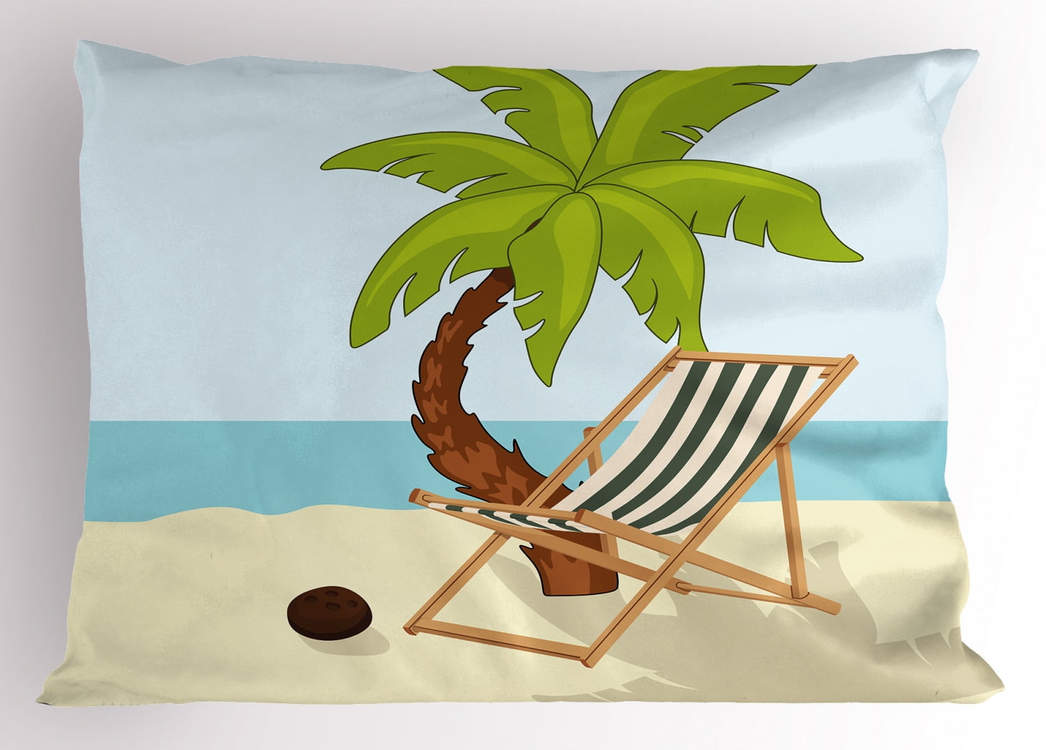 Ambesonne Beach Pillow Sham, Cartoon Style Palm Tree, 36" X 20 ...