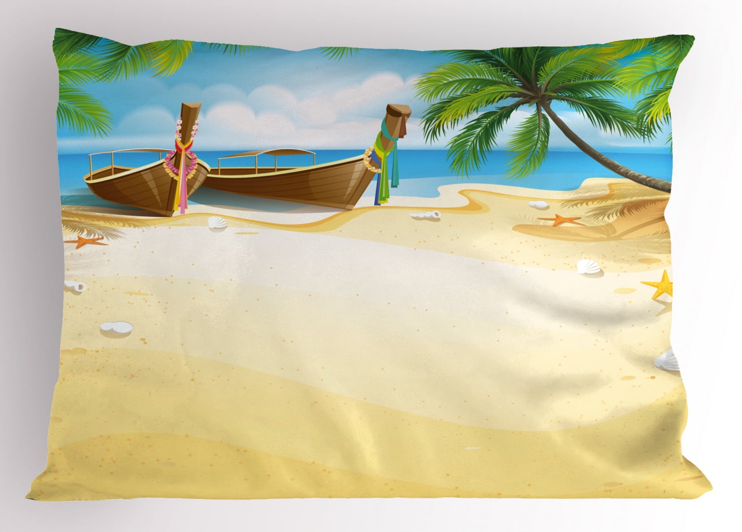 Ambesonne Beach Pillow Sham, Paradise Island Tropical, 26" X 20 ...